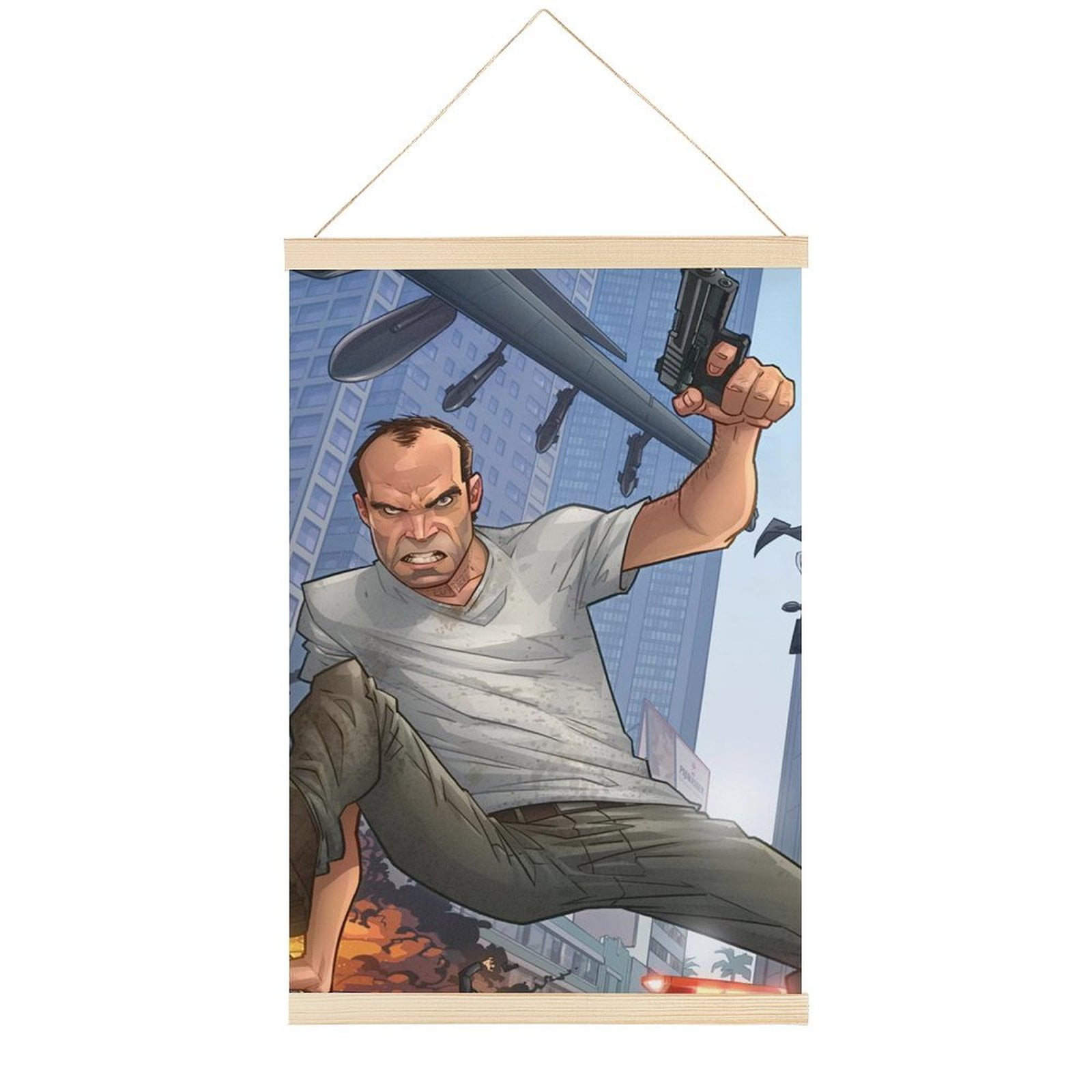 Grand Theft Auto Poster Hanger Art, Game Scroll Poster, Wood Magnet ...