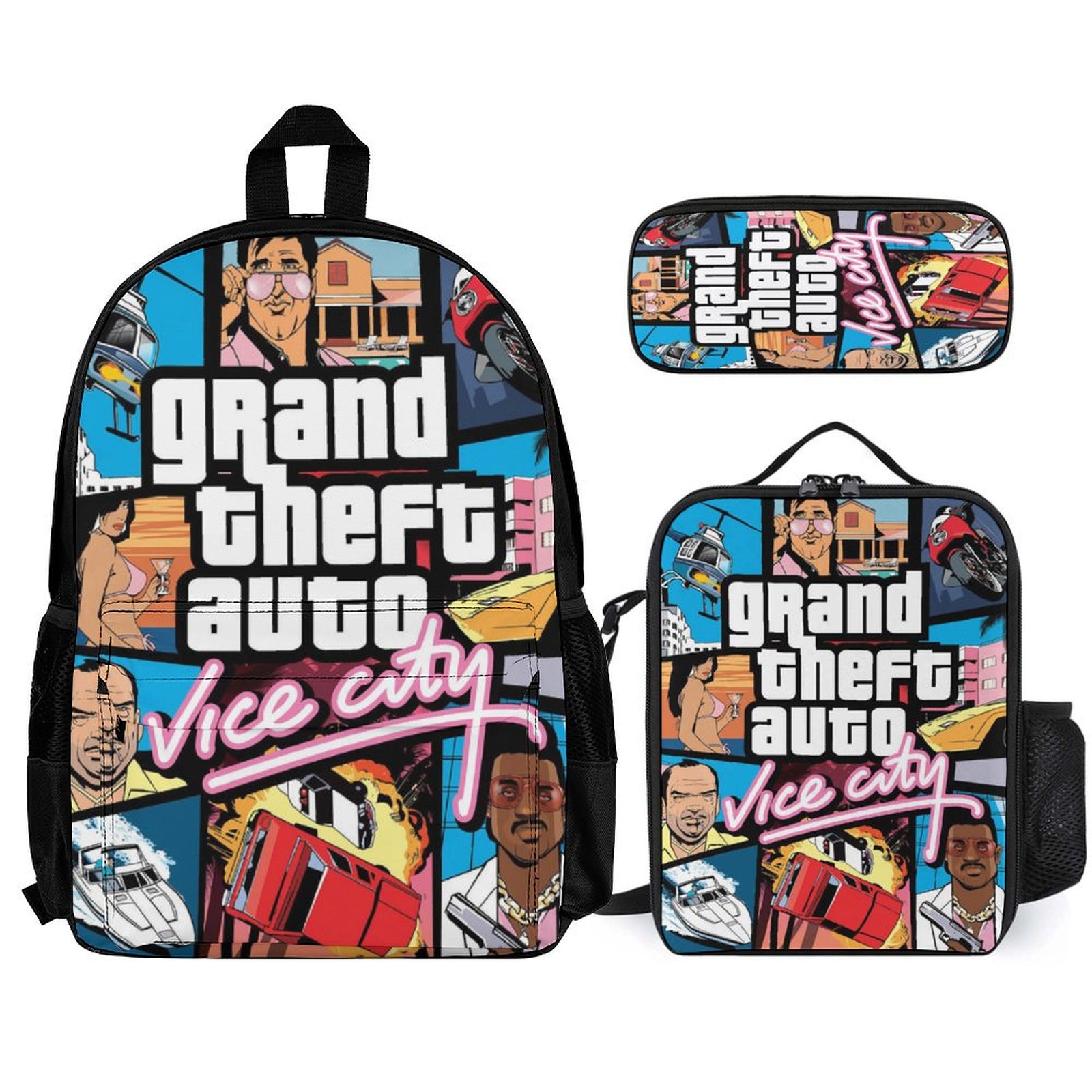 Grand Theft Auto V 3Pcs Backpacks Sets with Lunch Bag And Pencil Case ...