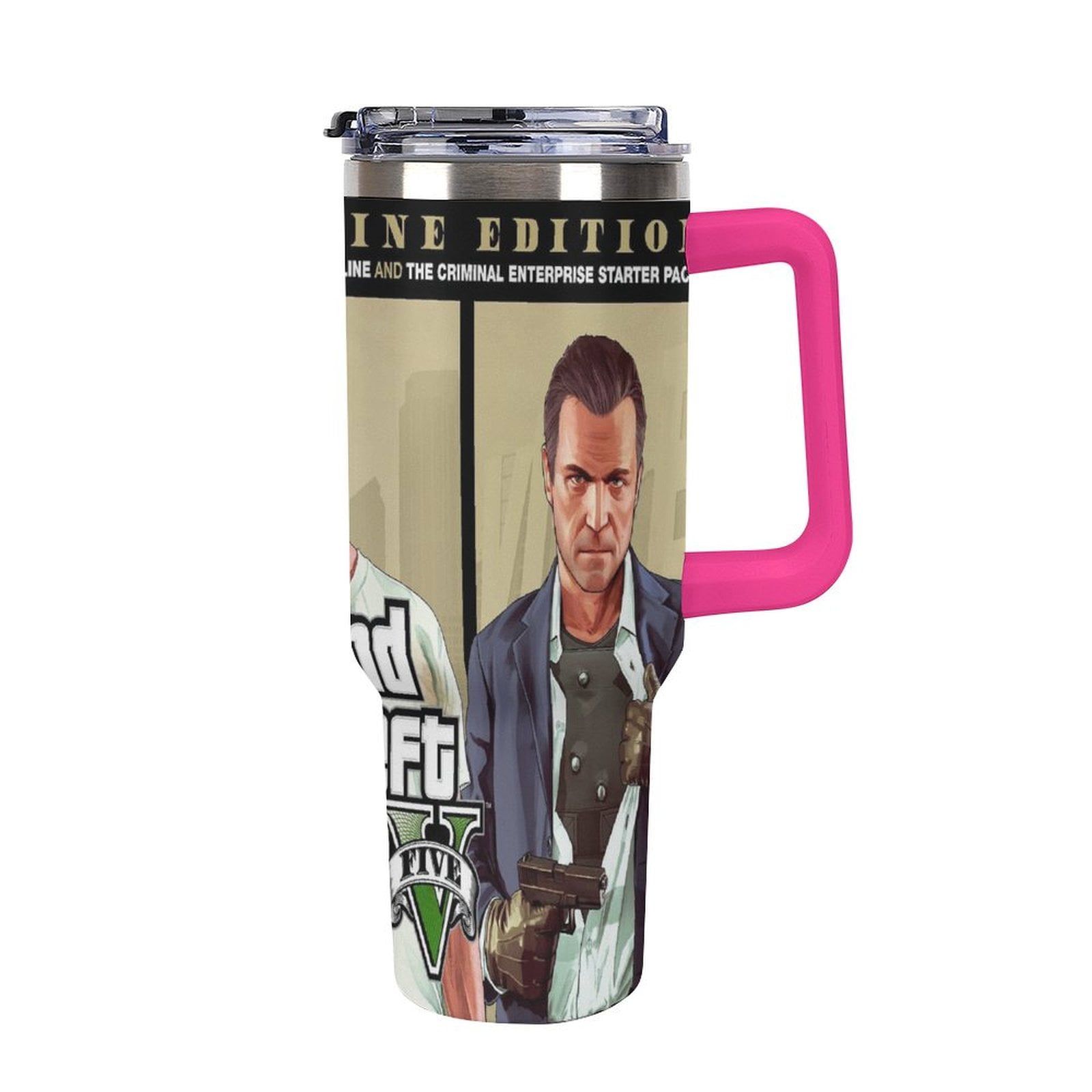 Grand Theft Auto V 40 Oz Tumbler With Handle And Straw, Stainless Steel ...