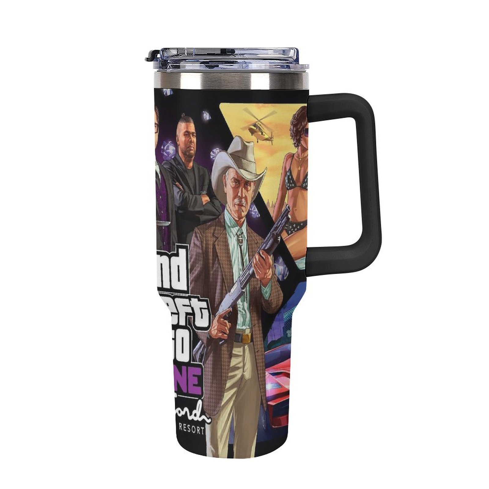Grand Theft Auto V 40 Oz Tumbler With Handle And Straw, Stainless Steel ...