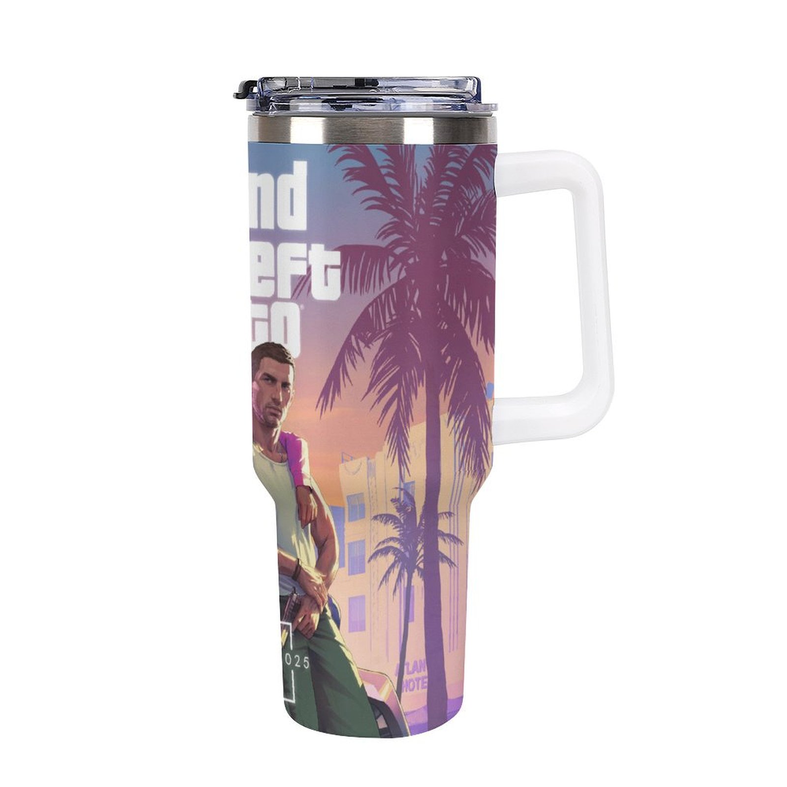 Grand Theft Auto V 40 Oz Tumbler With Handle And Straw, Stainless Steel ...