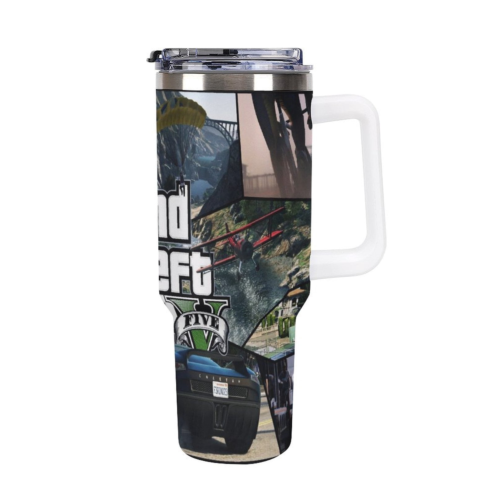 Grand Theft Auto V 40 Oz Tumbler With Handle And Straw, Stainless Steel ...