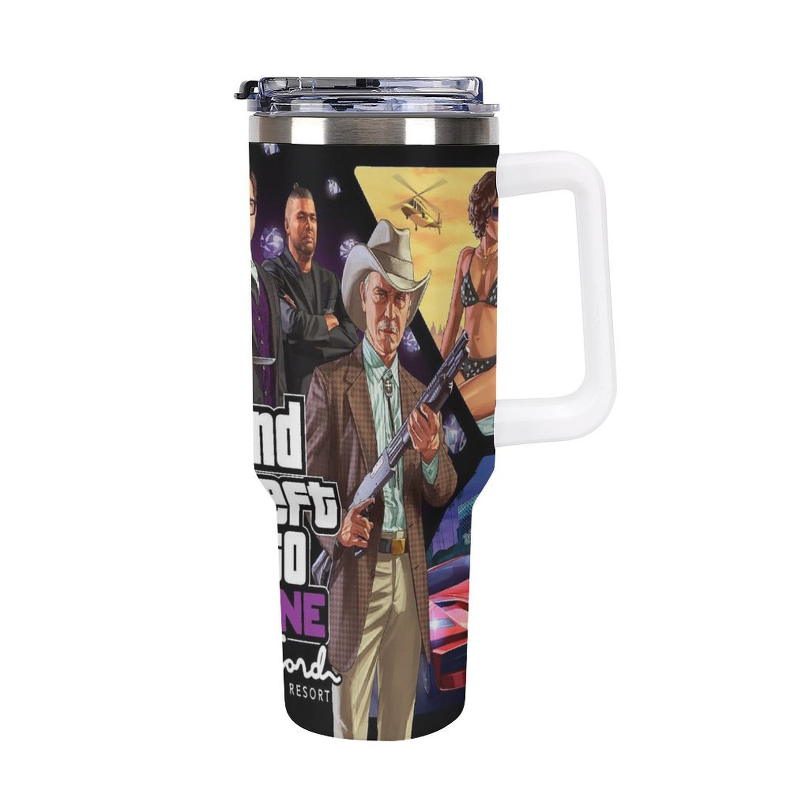 Grand Theft Auto V 40 Oz Tumbler With Handle And Straw, Stainless Steel ...