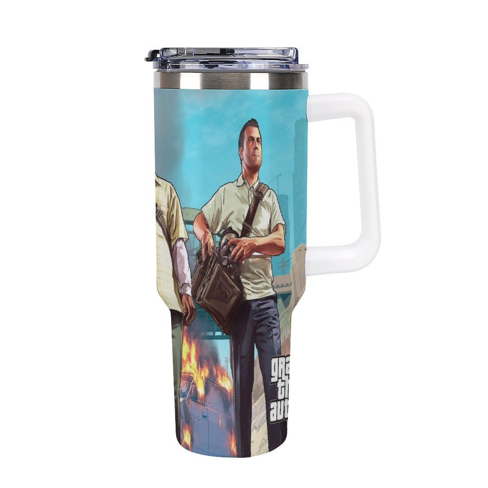 Grand Theft Auto V 40 Oz Tumbler With Handle And Straw, Stainless Steel ...