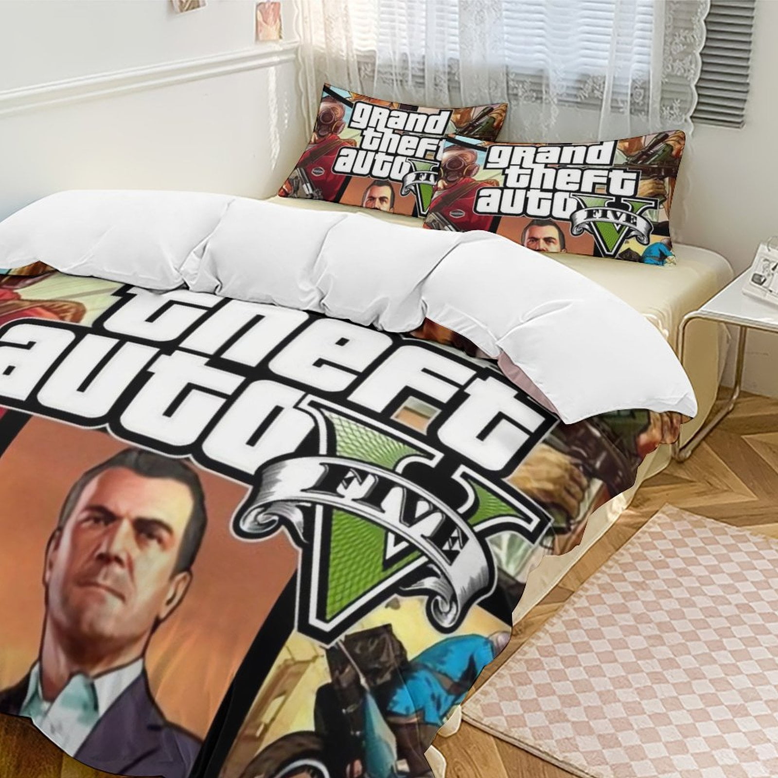 Grand Theft Auto V Anime Cartoon Bedding 3-Piece Set, 79 X 90 Inches, 1 ...