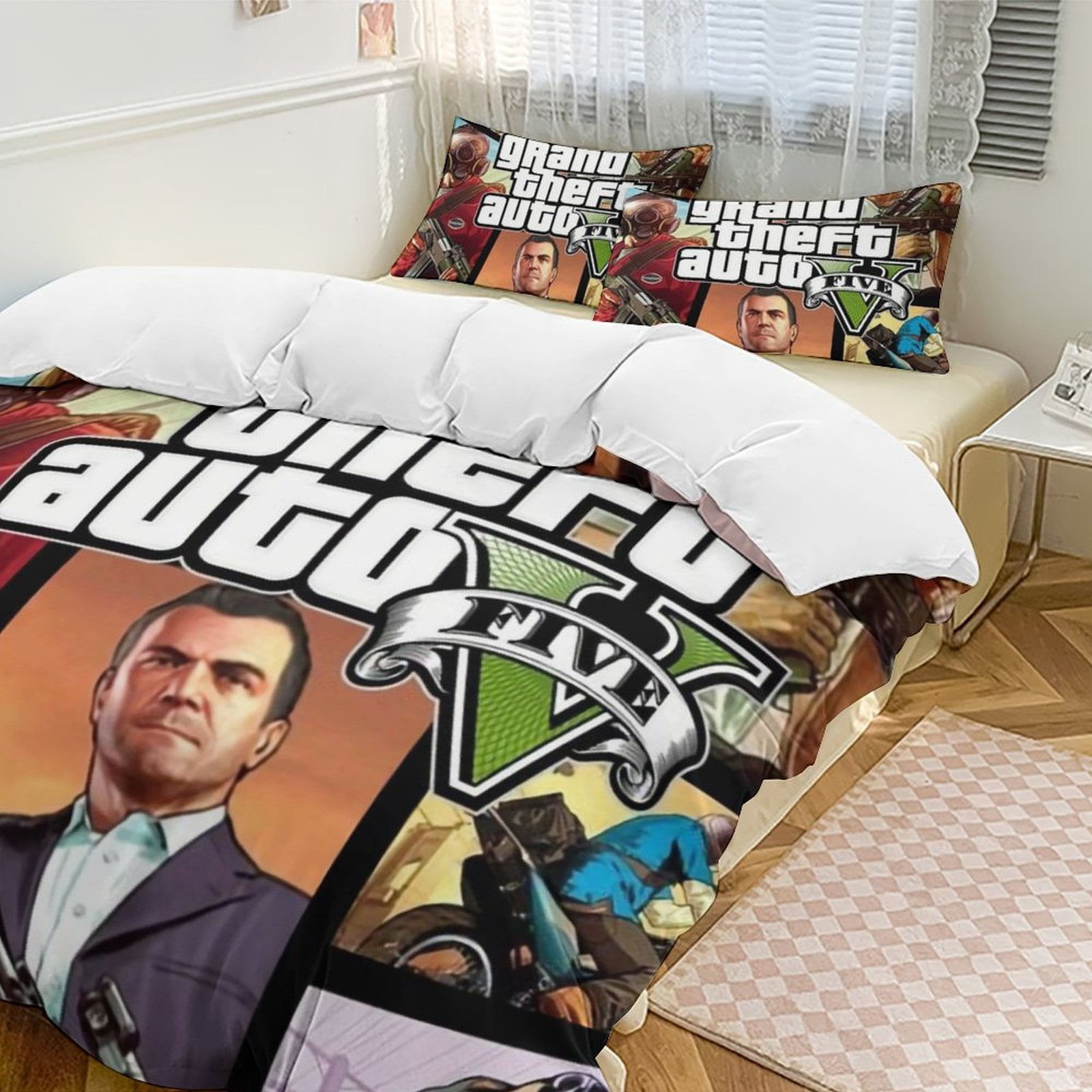 Grand Theft Auto V Anime Cartoon Bedding 3-Piece Set, 79 X 90 Inches, 1 ...