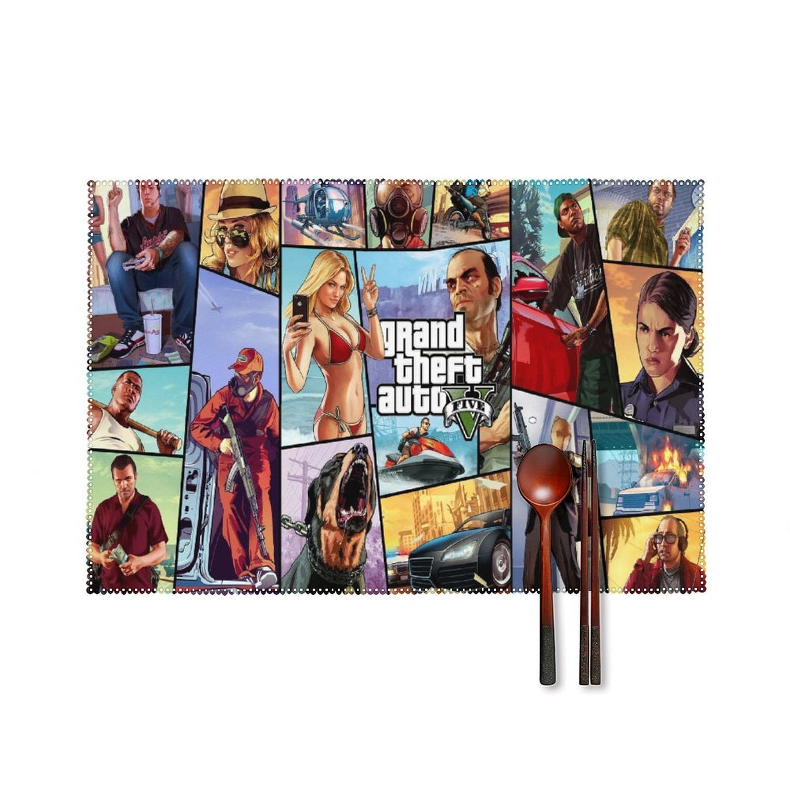 Grand Theft Auto V Place Mats, Decorative Placemats Set of 4 Washable ...