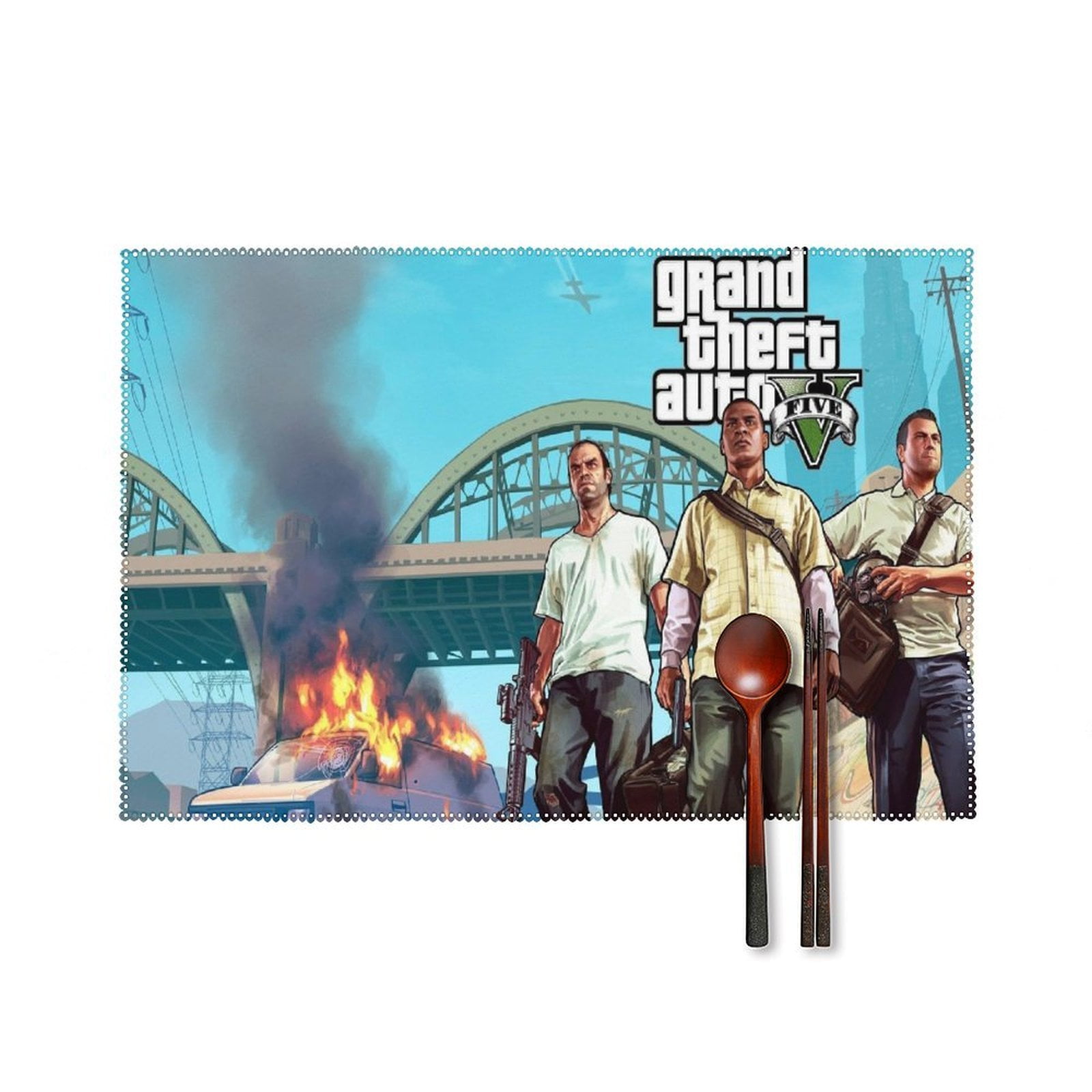 Grand Theft Auto V Place Mats, Decorative Placemats Set of 4 Washable ...