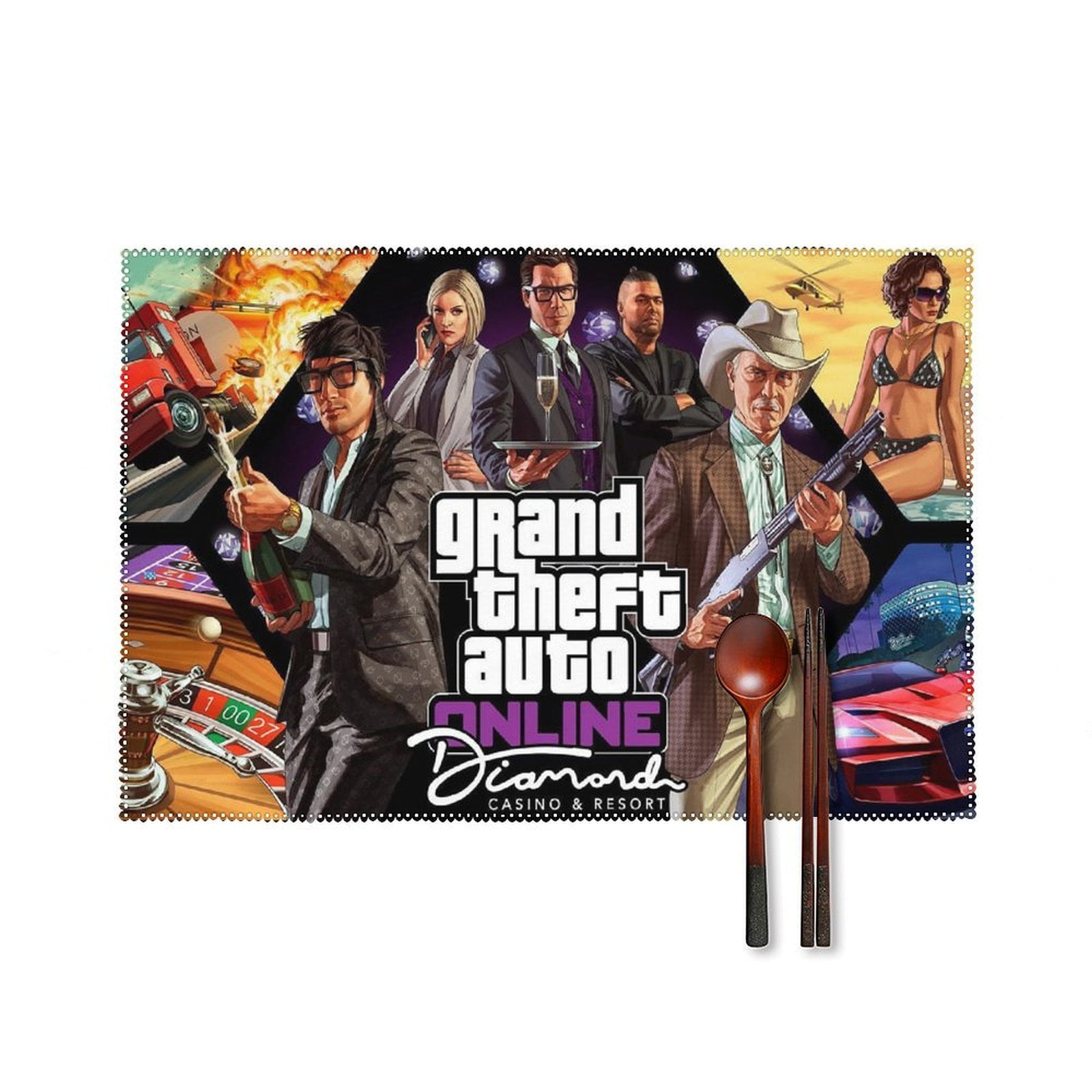 Grand Theft Auto V Place Mats, Decorative Placemats Set of 4 Washable ...