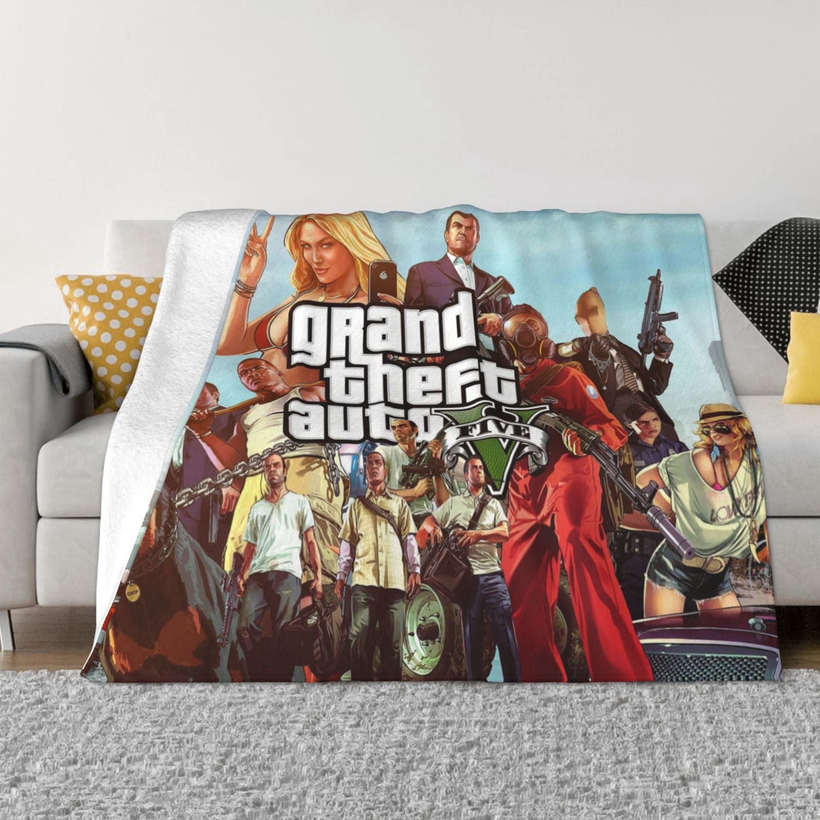 Grand Theft Auto V Throw Blanket Couch Bed Sofa Soft Lightweight Warm ...