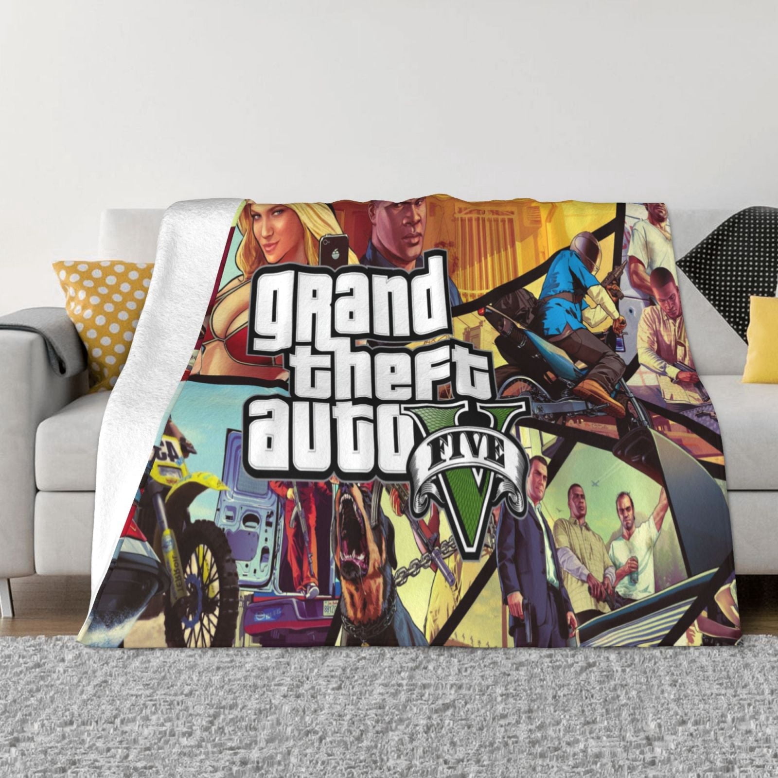 Grand Theft Auto V Throw Blanket Couch Bed Sofa Soft Lightweight Warm ...