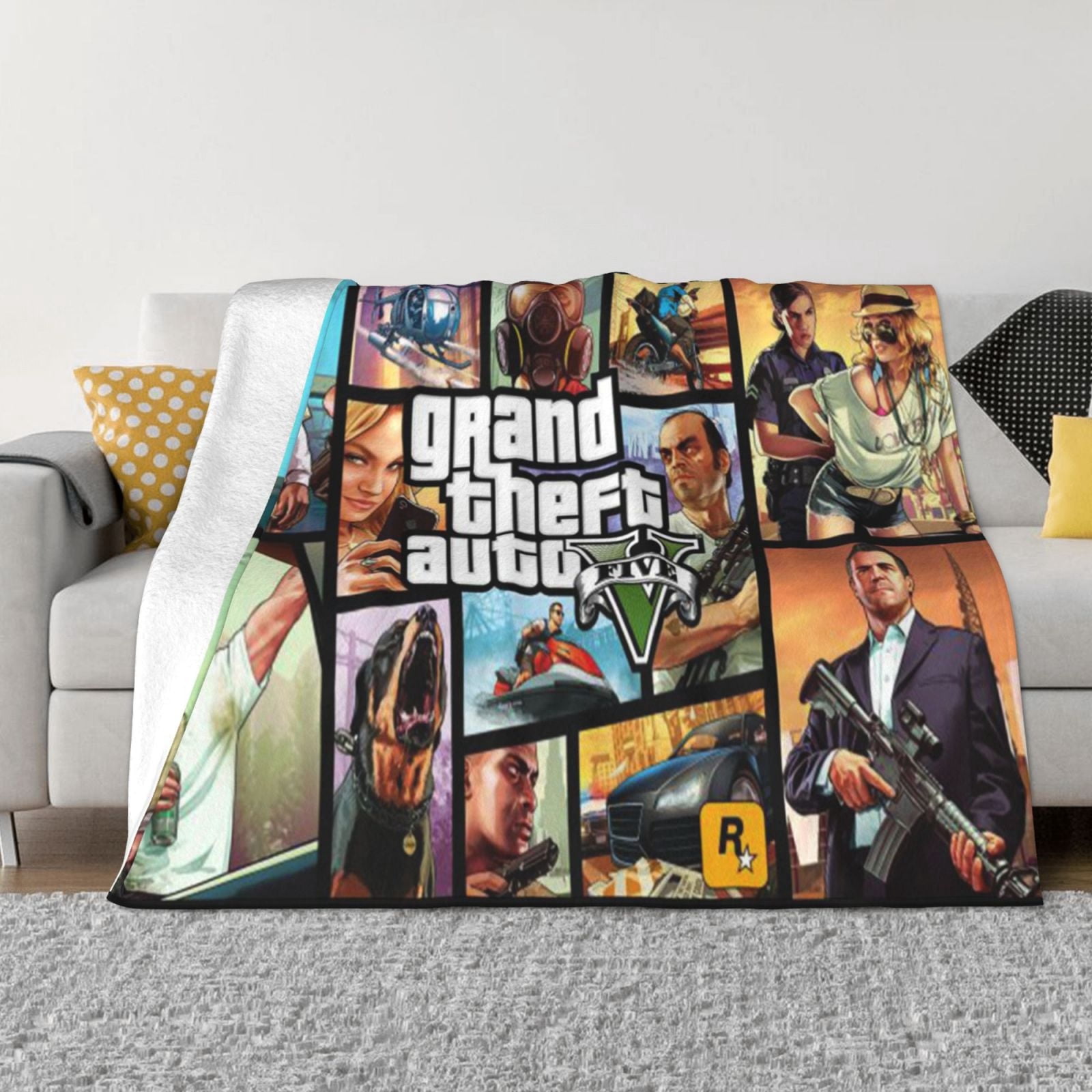 Grand Theft Auto V Throw Blanket Couch Bed Sofa Soft Lightweight Warm ...