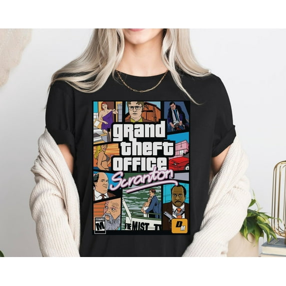 Grand Theft Office Scranton T-Shirt, Men's Funny T-Shirt, Michael Scott ...