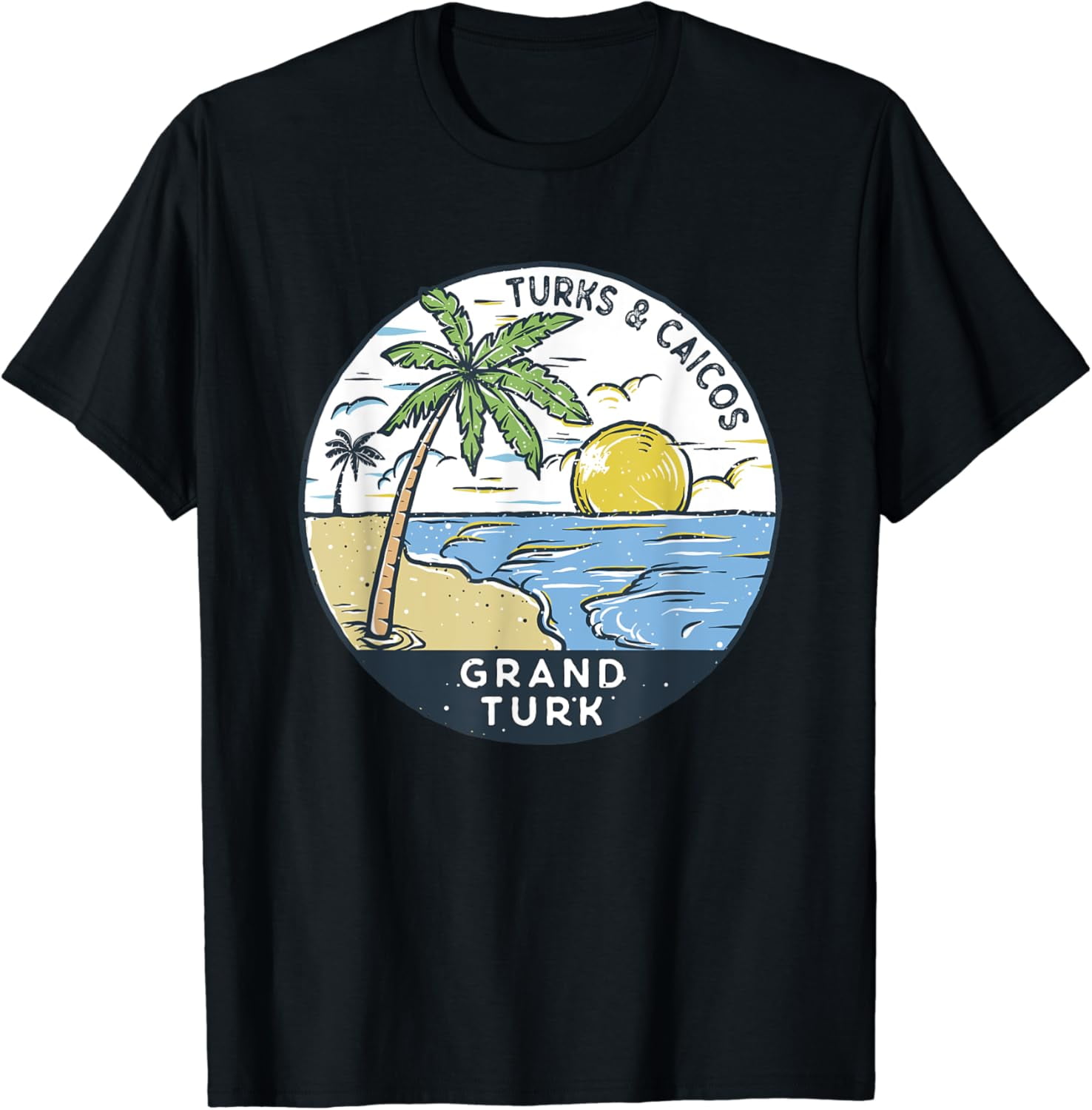 Grand Turk Turks And Caicos Illustrated Ocean Vintage T-Shirt - Walmart.com