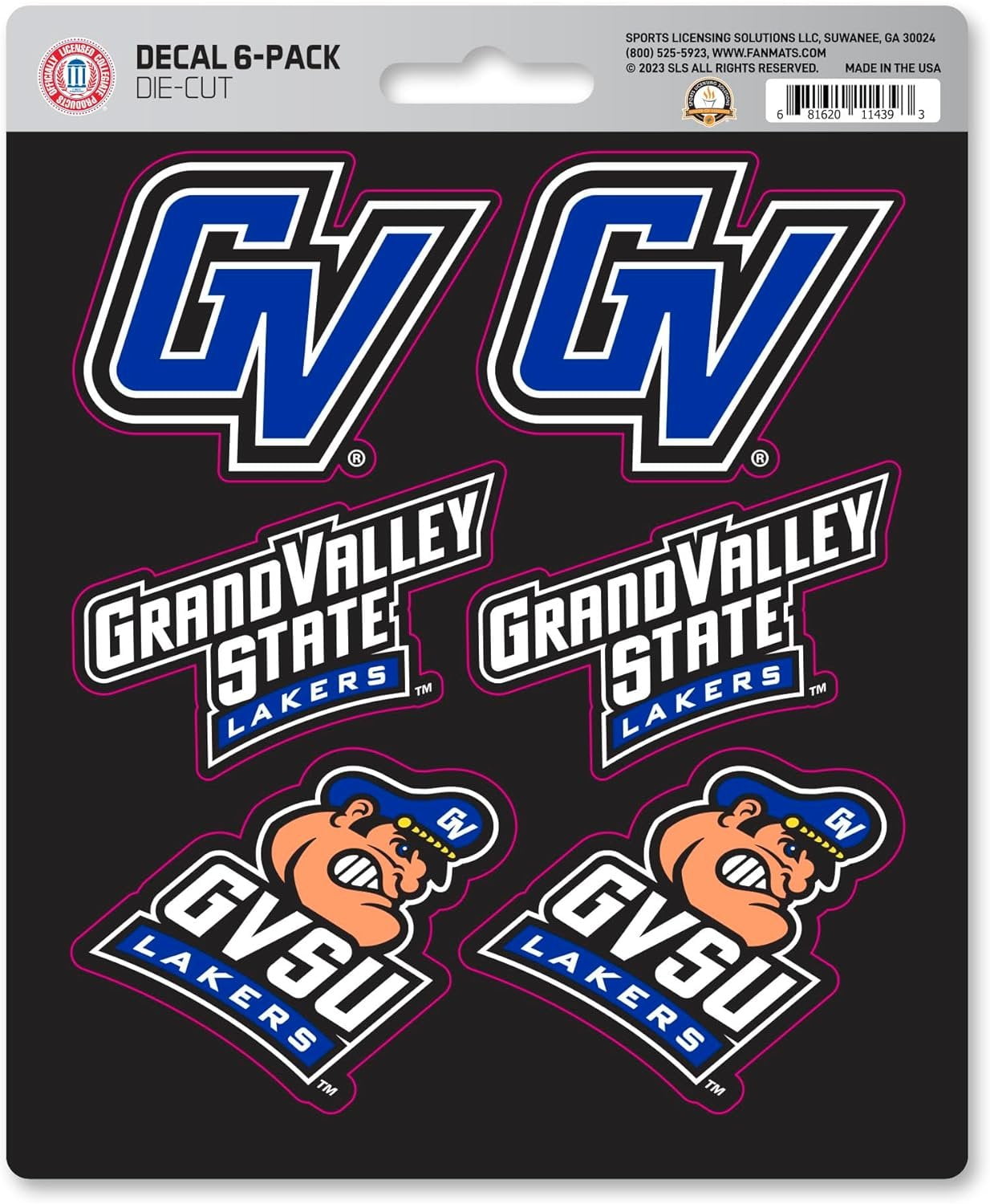Grand Valley State University Lakers 6-Piece Decal Sticker Set, 5x6 ...