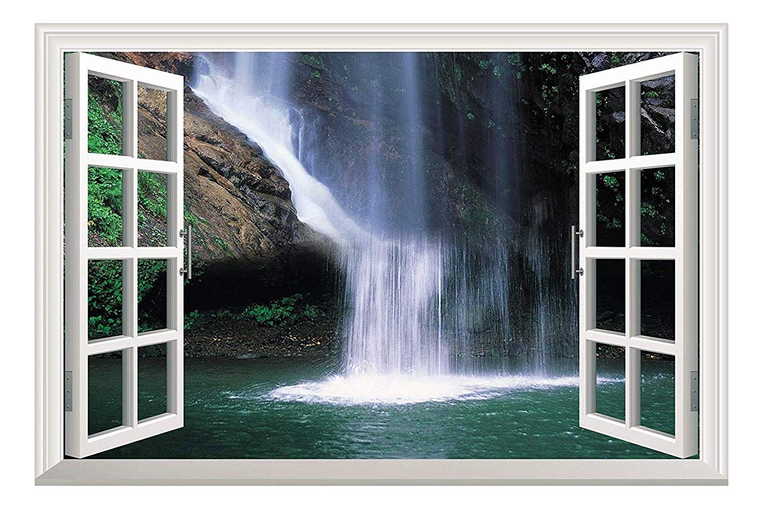 Grand Waterfall Open Window Mural Wall Sticker - 36"x48" - Walmart.com