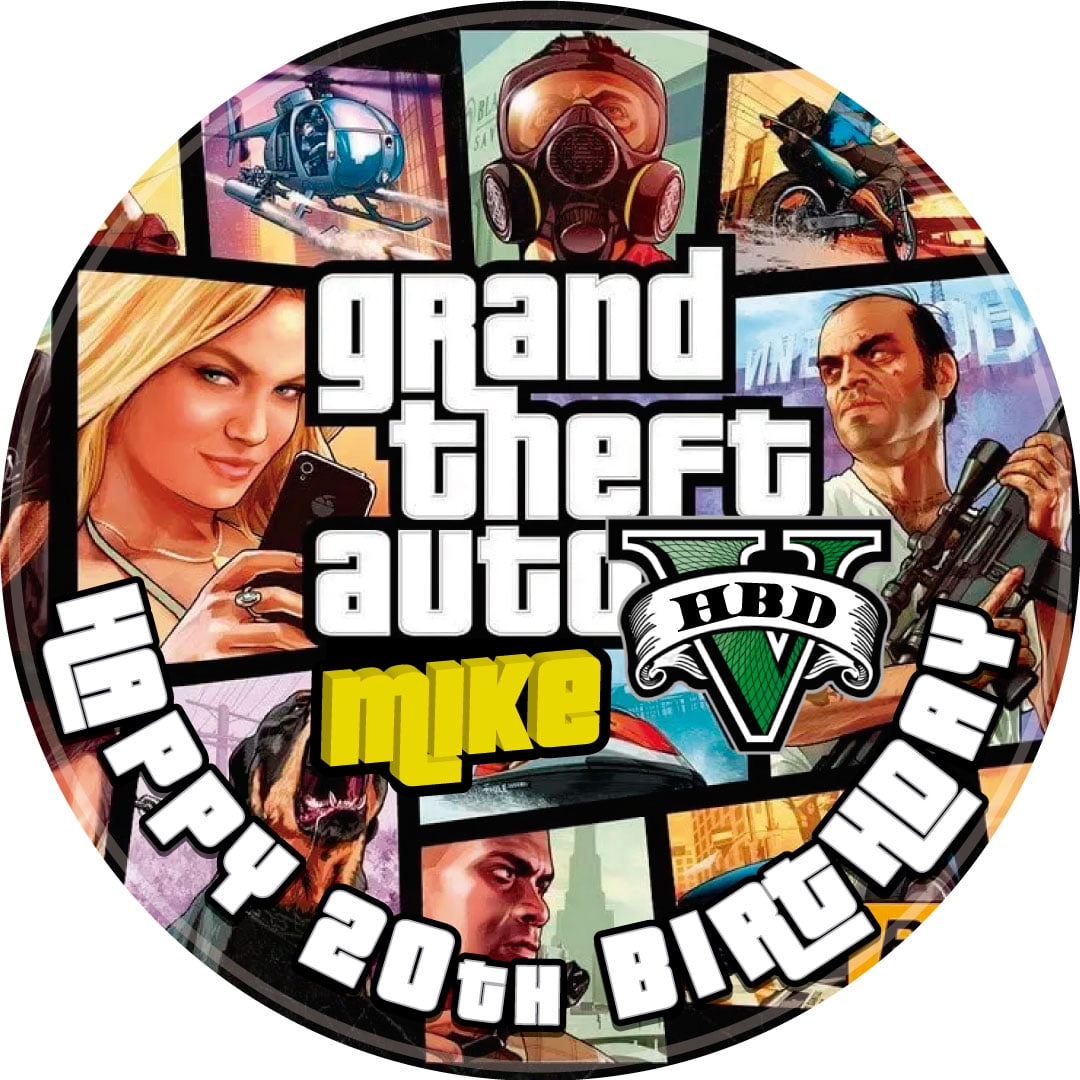 Grand theft Auto Edible Image Cake Topper Personalized Birthday Sheet ...