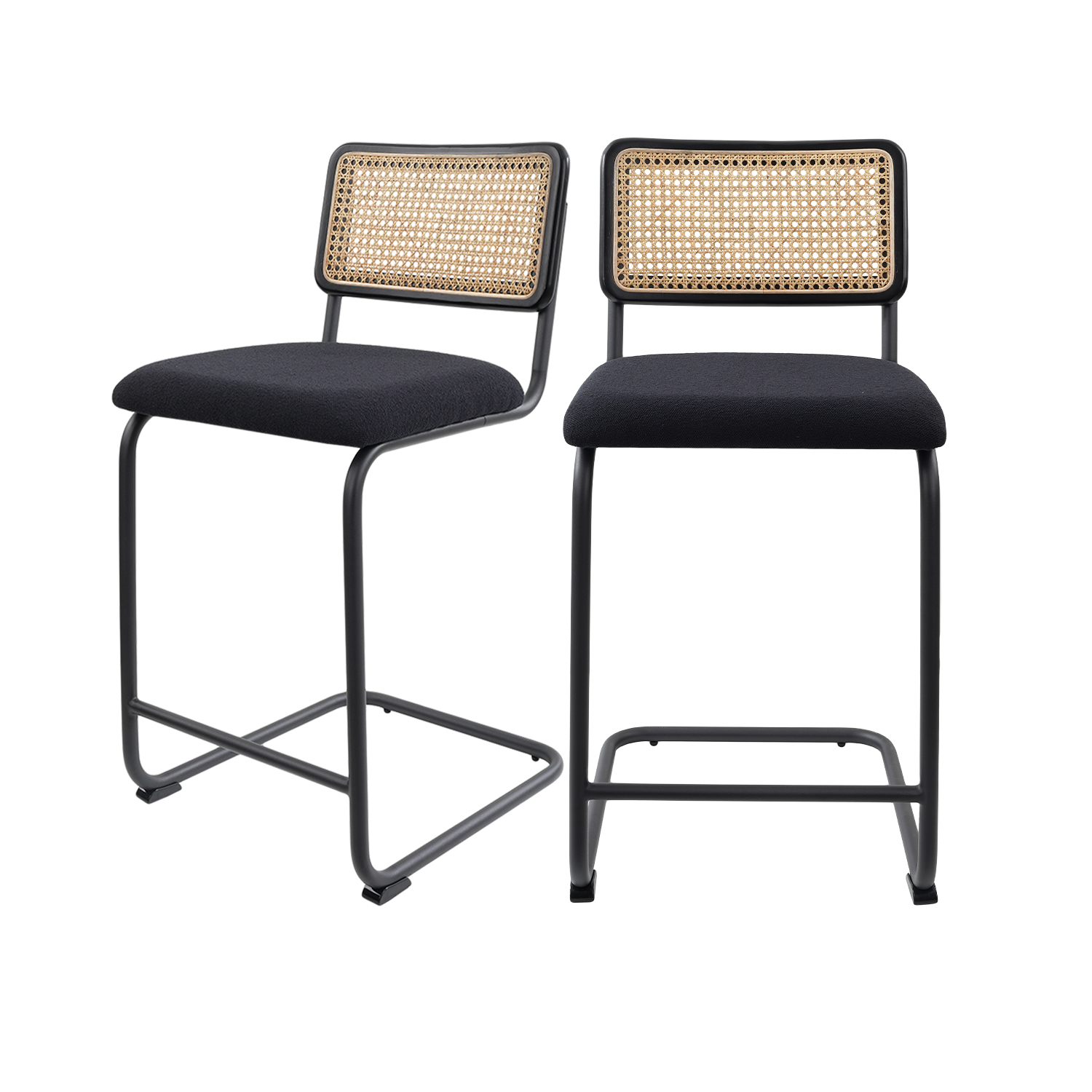 Baxton Studio Vance Mid-Century Modern Brown Woven Rattan and Black ...