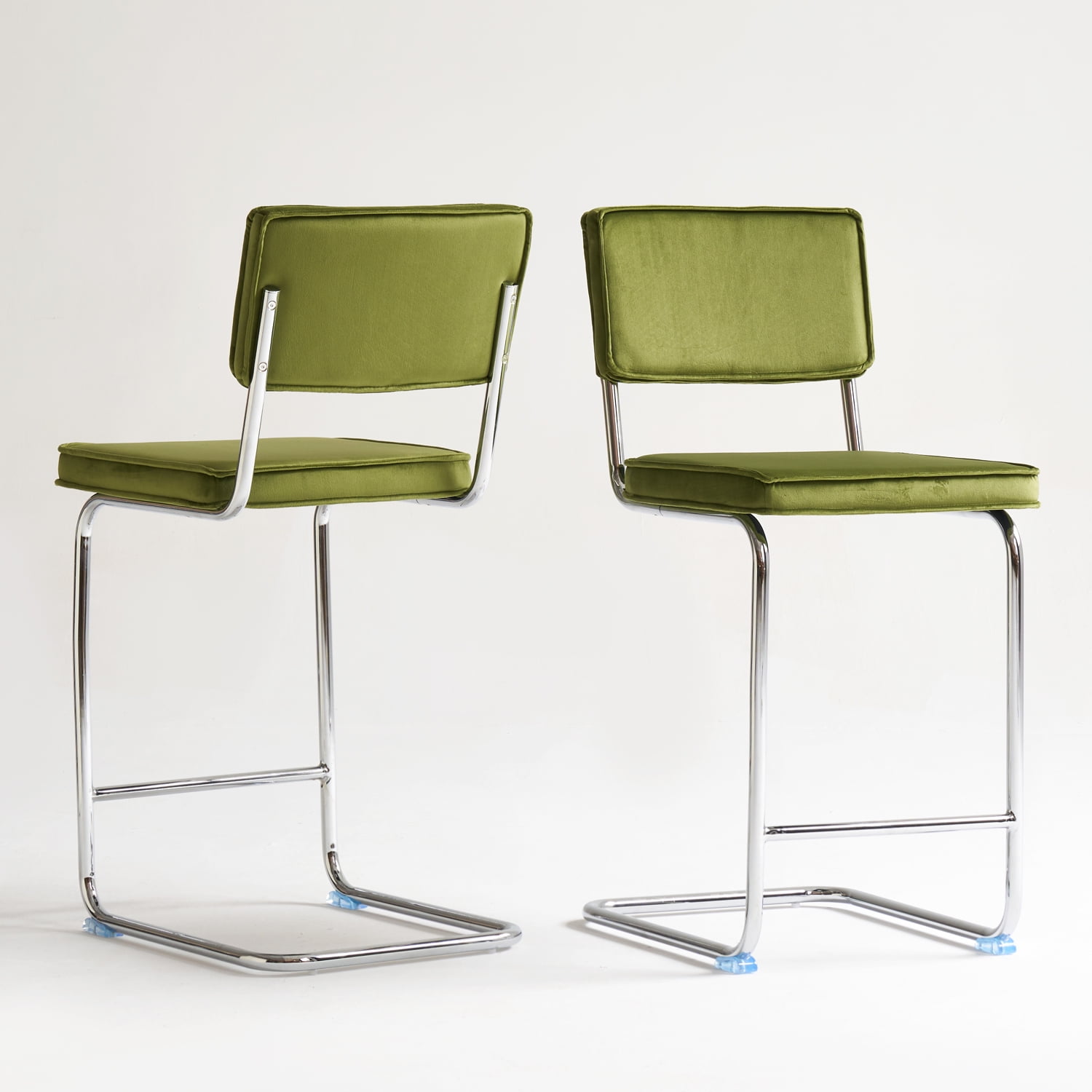 GrandNoor Modern Counter Height Bar Stools, 24" Seat Height, Velvet ...