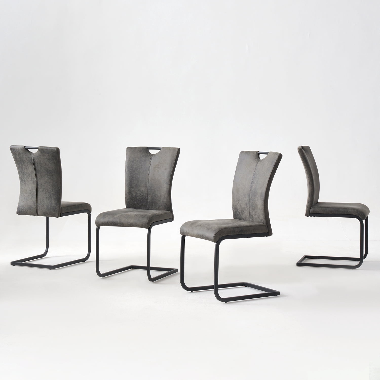 GrandNoor Vintage Fabric Dining Chairs Set of 4 with Handle,Modern ...