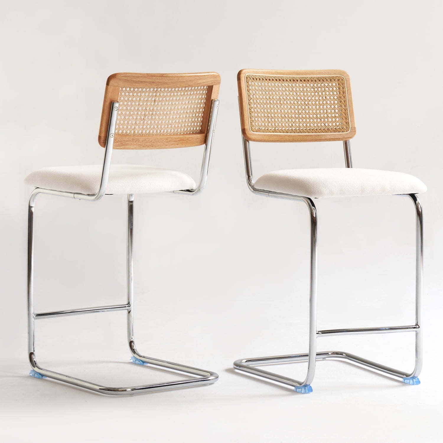 GrandNoor Set of 2 Modern Counter-Height Bar Stools with White ...