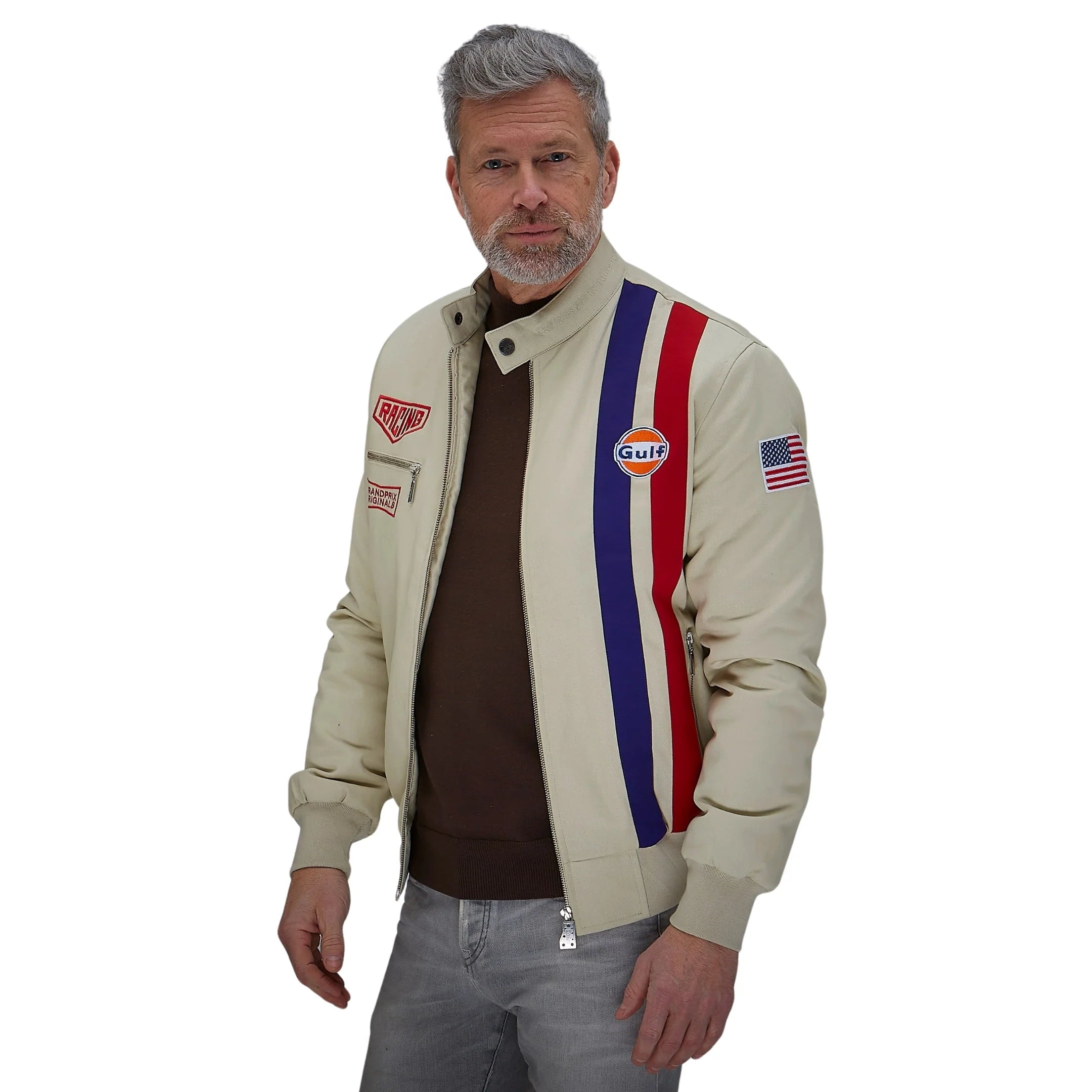 GrandPrix Originals Men's Roadmaster Cotton Bomber Jacket - Sand ...