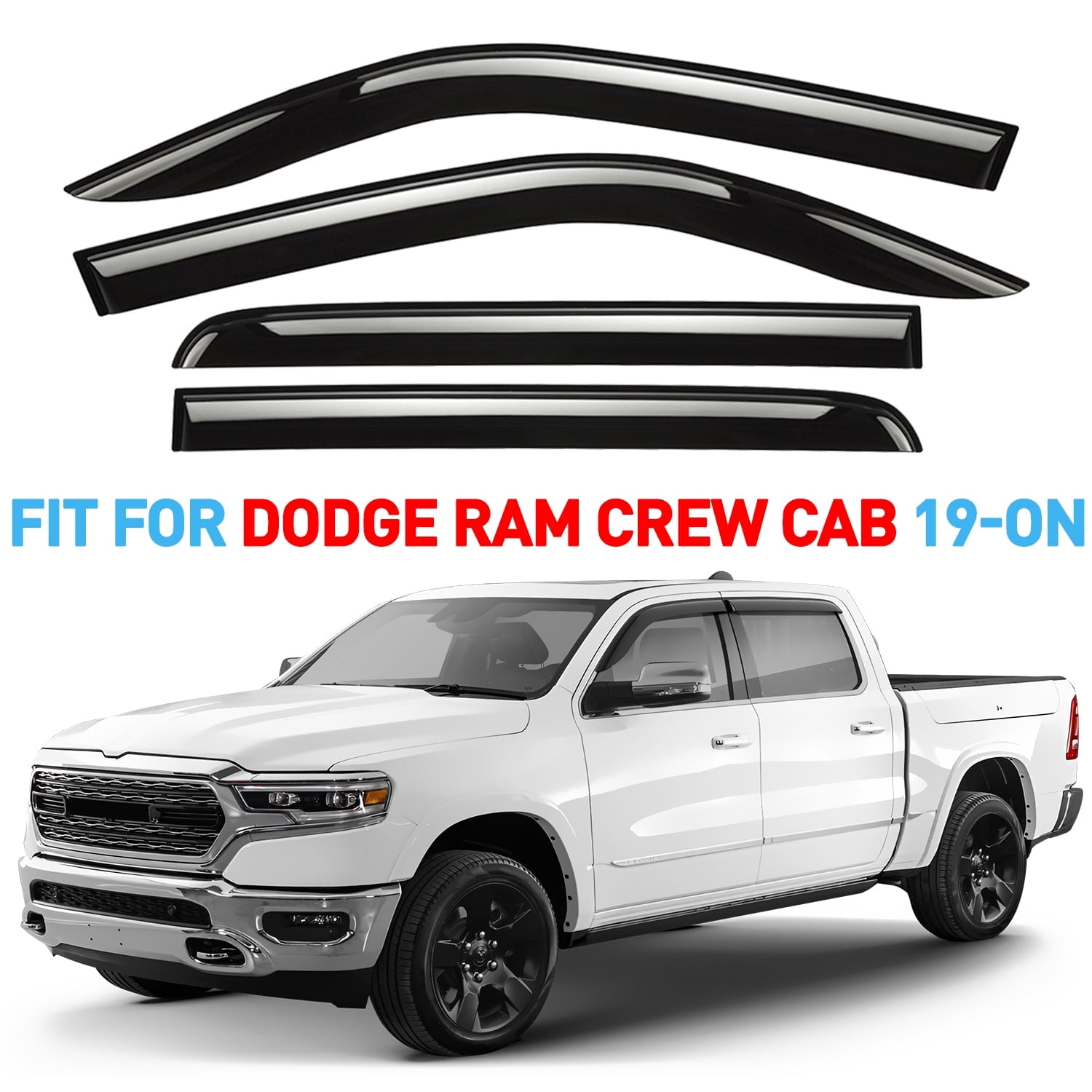 GrandWheel Co Window Deflectors Chrome Trim Tape-On Side Window Vent ...