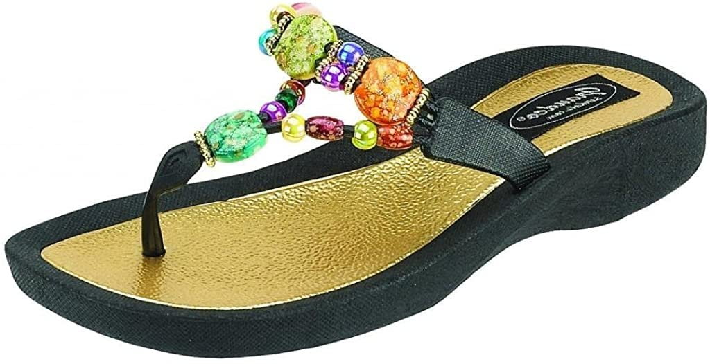 Grandco Women's 24768G Marble Deluxe Beaded Thong Sandals - Walmart.com