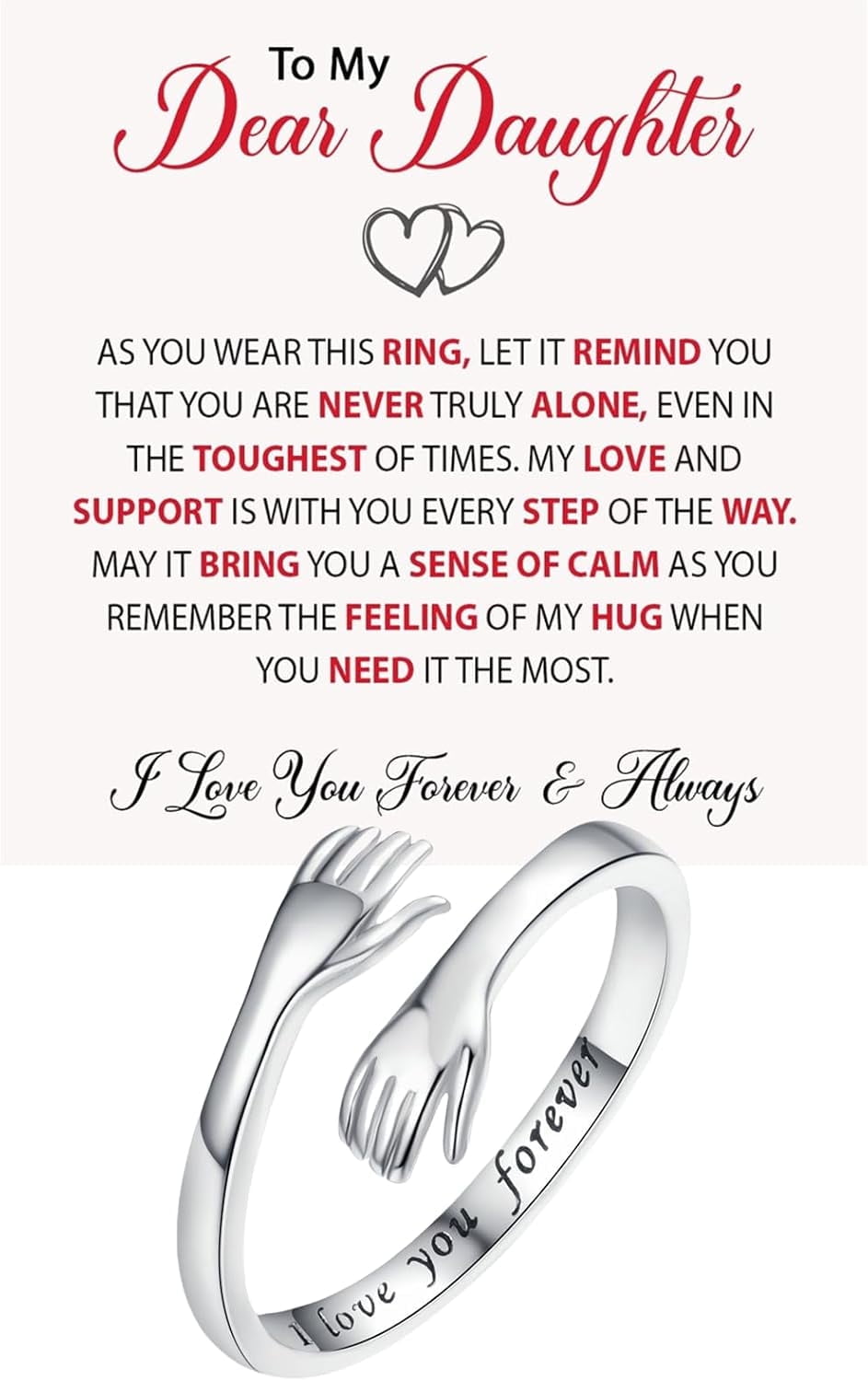 Granddaughter Daughter Hug Ring For Hope Rings, Stainless Steel ...
