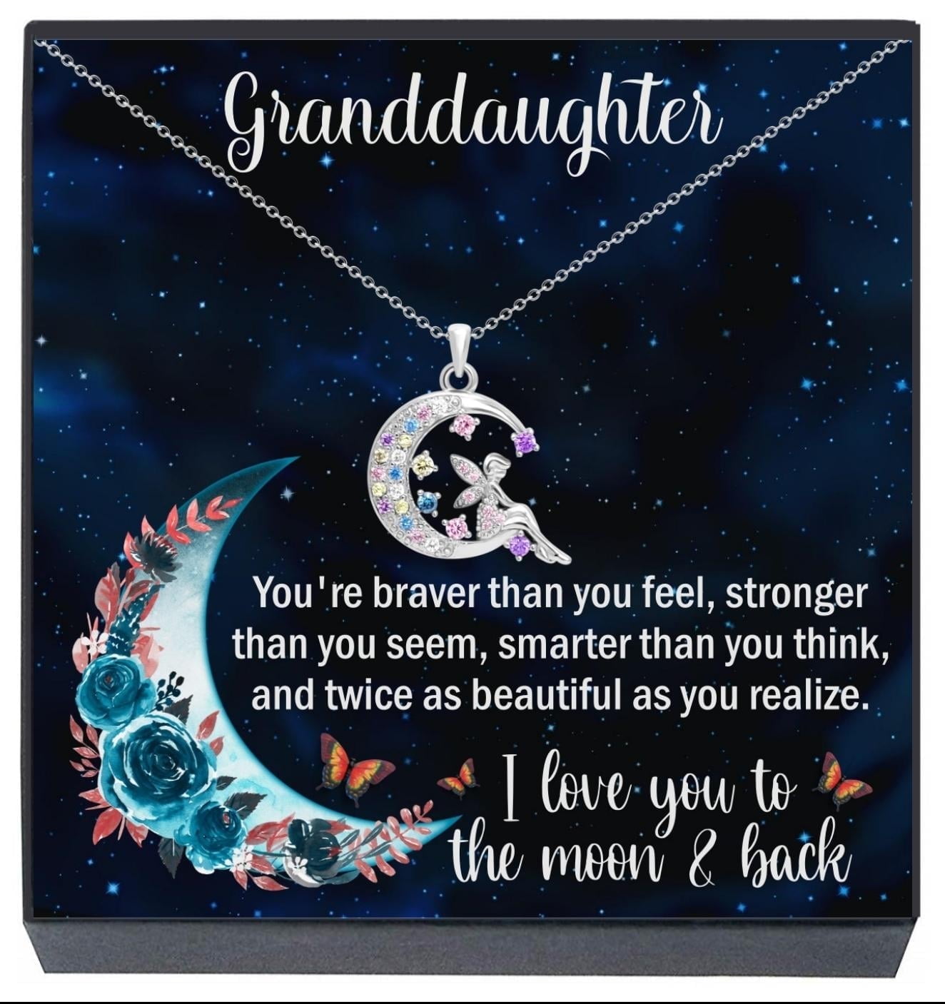 Granddaughter Gifts, Necklace Jewelry Gifts, Multicolor Crystal Fairy ...