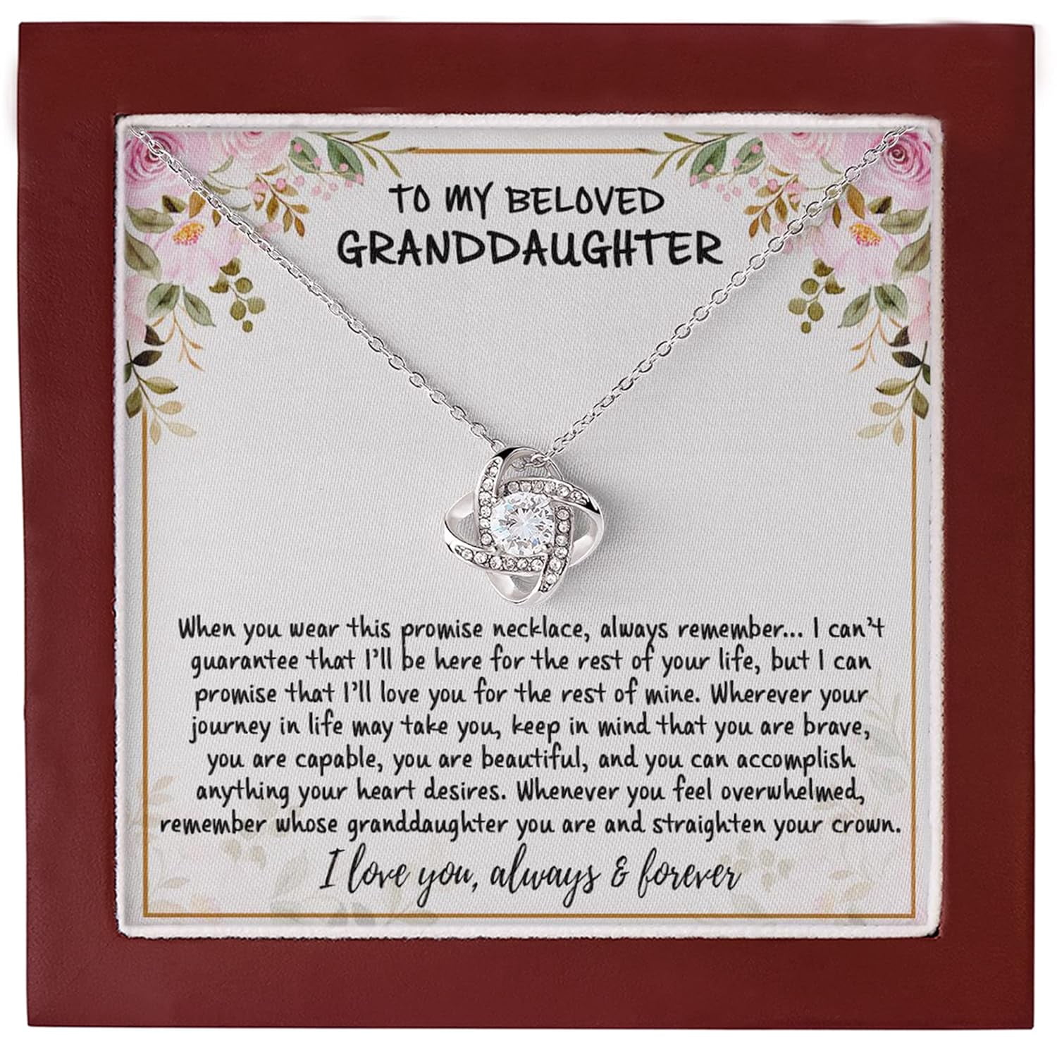 To My Granddaughter Love Knot Necklace, Granddaughter Necklace ...