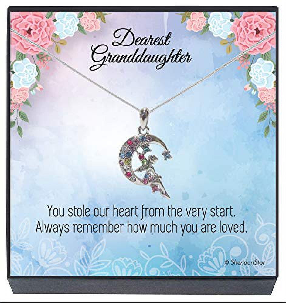 Granddaughter Necklace Jewelry Gift, Rainbow Crystal Fairy on Moon ...