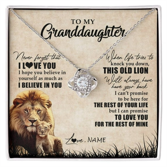 Granddaughter Old Lion Love Necklace, Gold Love Knot Necklace - Walmart.com