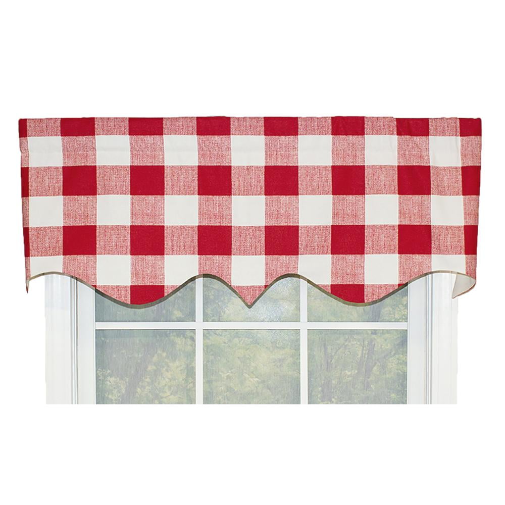 Grande Check Regal Style 3" Rod Pocket Valance 50" x 17" Red by RLF ...
