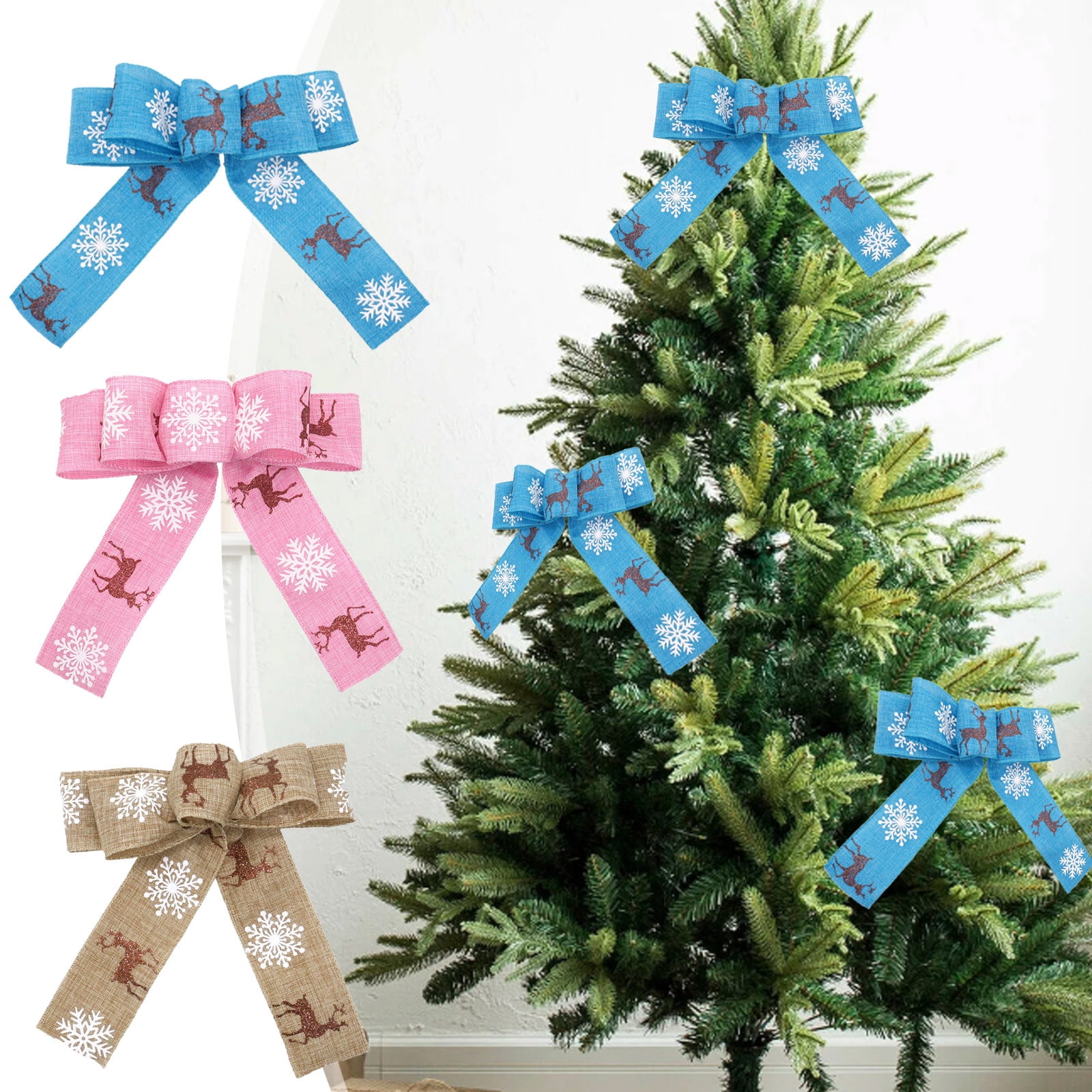 Grandes lazos navideños para decorar coronas, adornos para árboles de Navidad, lazos rojos para ...