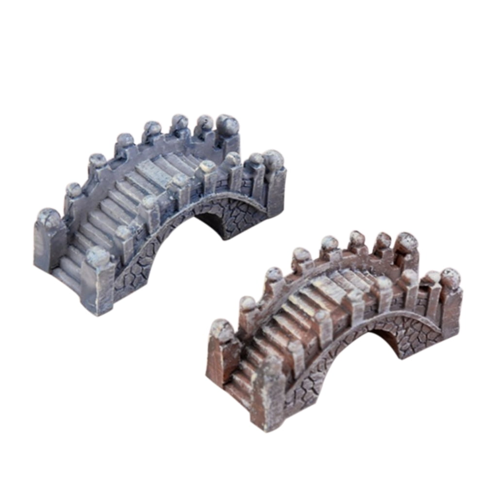 Grandest Birch 2Pcs Resin Bridge Miniature Landscape Ornament Garden ...