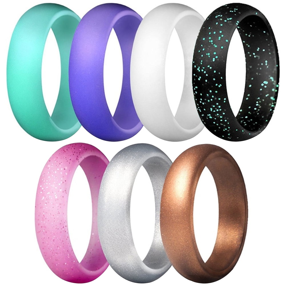 Grandest Birch 7Pcs/Set Multi Color Silicone Finger Ring Couple Lover ...
