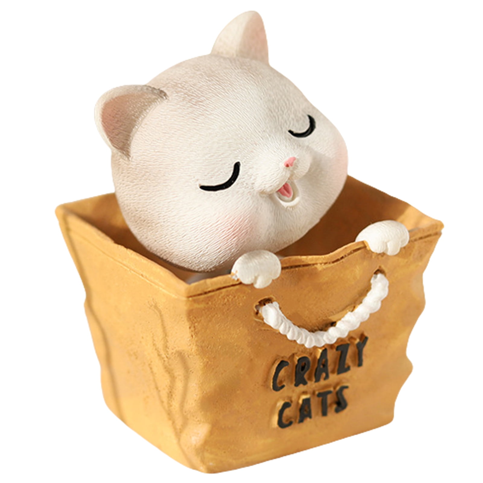 Grandest Birch Cartoon Cat Shaking Head Design Car Figurine Craft Model ...