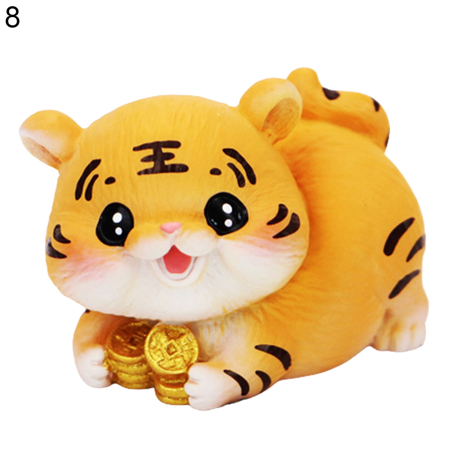 Grandest Birch Cartoon Tiger Miniature Resin Portable Mini Tiger Figure ...