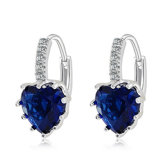 Grandest Birch Earrings Rhinestone Inlaid Heart-shape Design Alloy ...