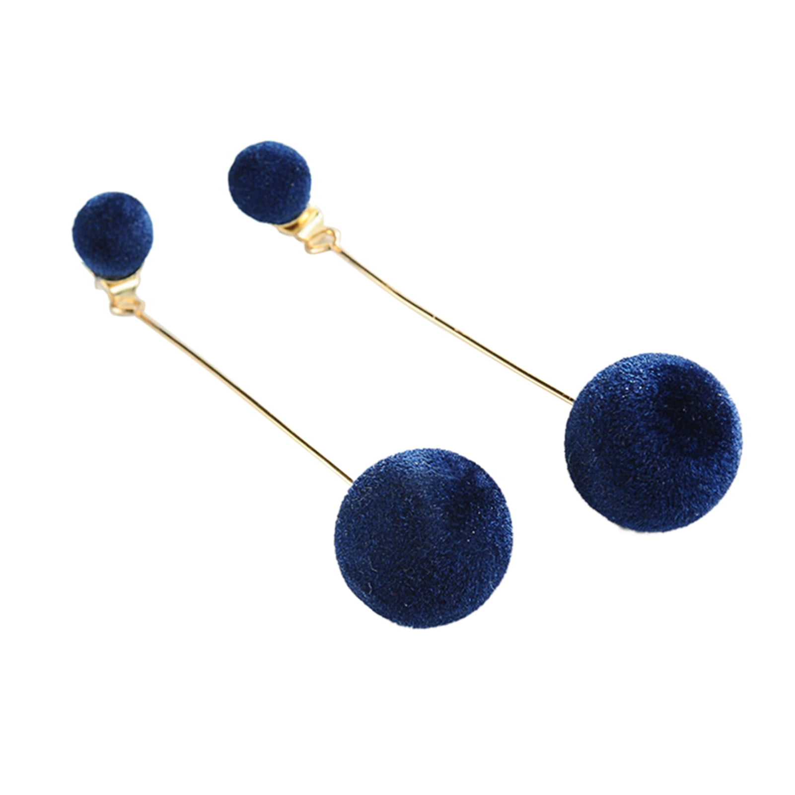 Grandest Birch Elegant Chain Fur Ball Long Dangle Earring Women Eardrop ...