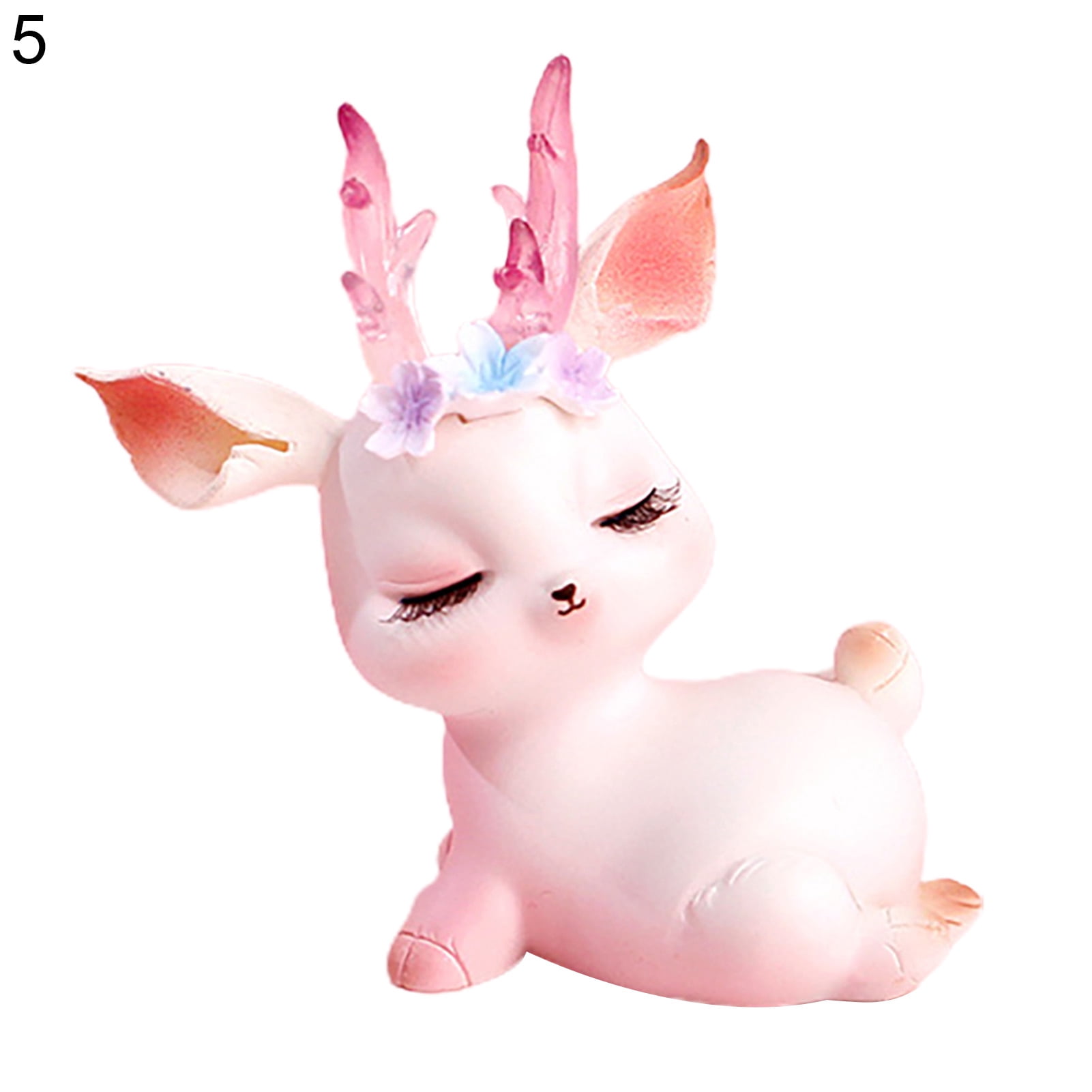 Grandest Birch Hand-painted Deer Figurine Cartoon Resin Interesting 3D ...