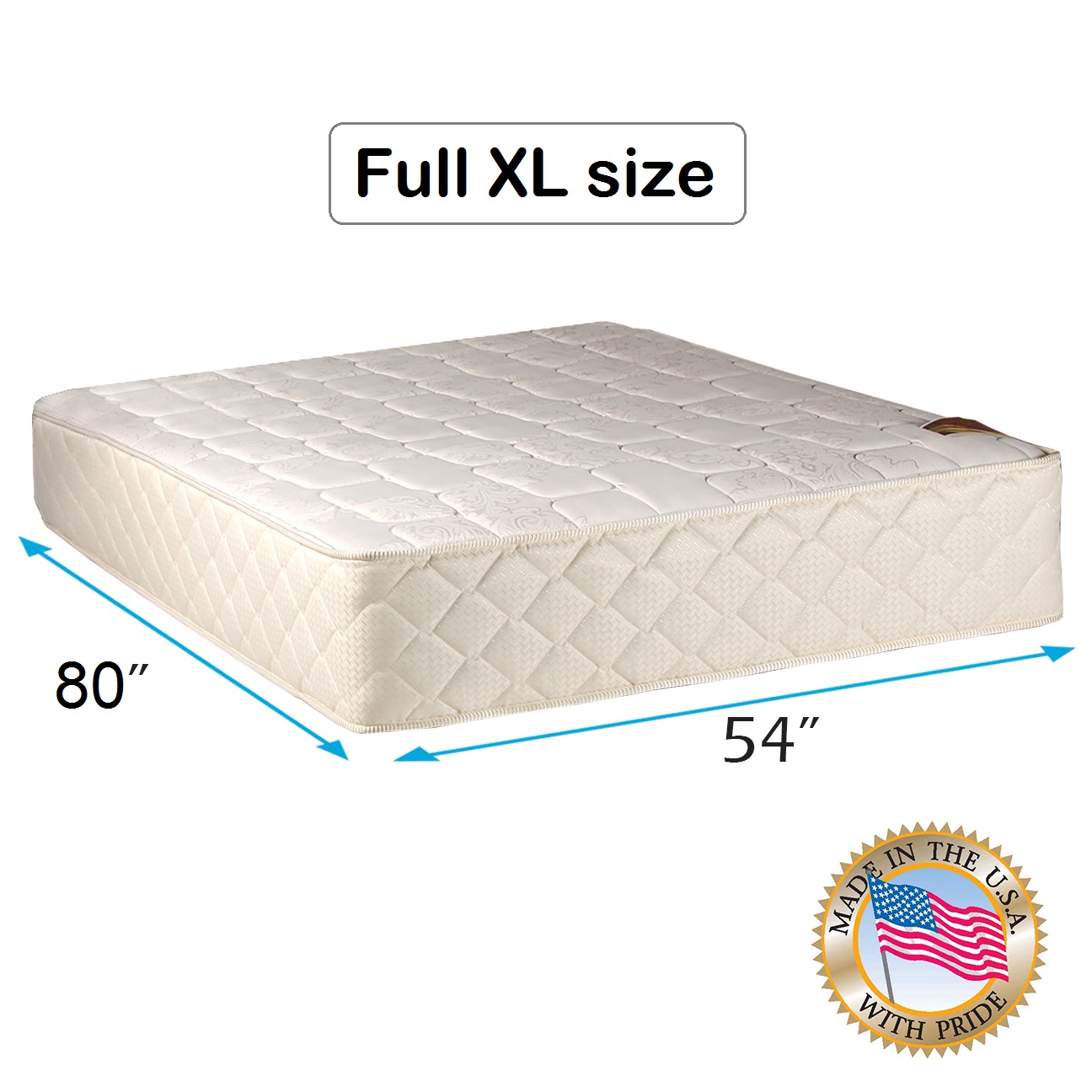 Grandeur Deluxe Full XL Medium Firm Two-Sided Mattress Only with ...