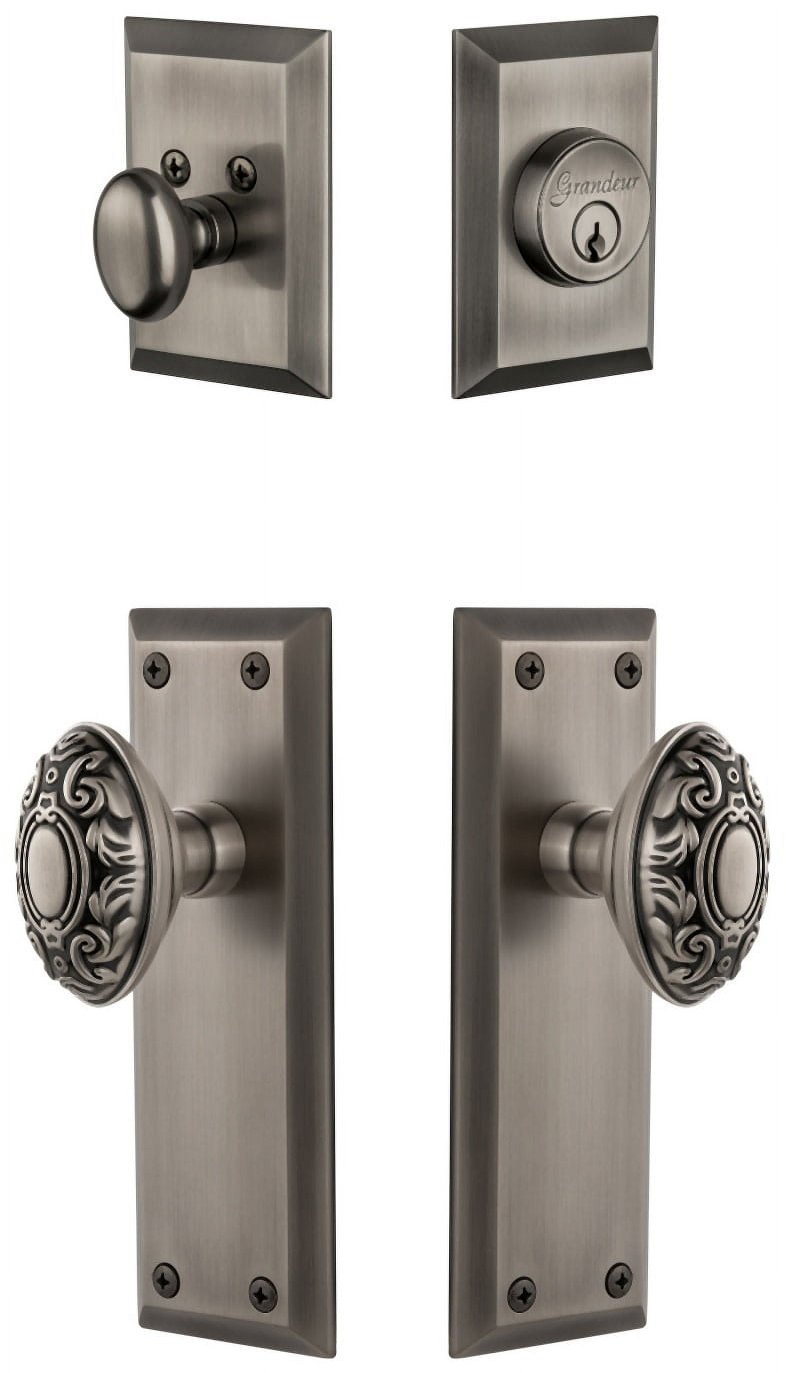 Grandeur Favgvc_Sp_Eset_234 Fifth Avenue Solid Brass Single Cylinder Keyed Entry Knobset ...