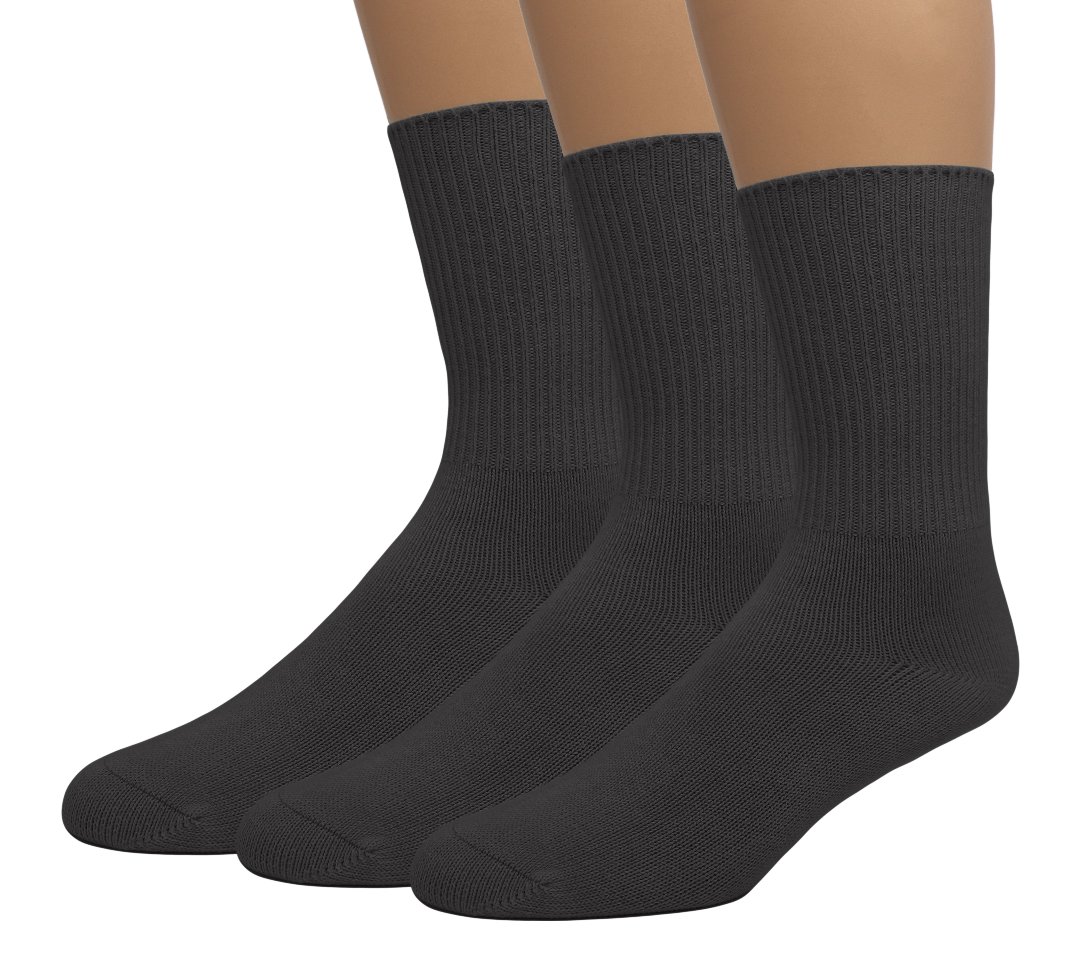EMEM Apparel Men's Diabetic Crew Socks, Cotton Blend, Seamless Toe, 3 ...