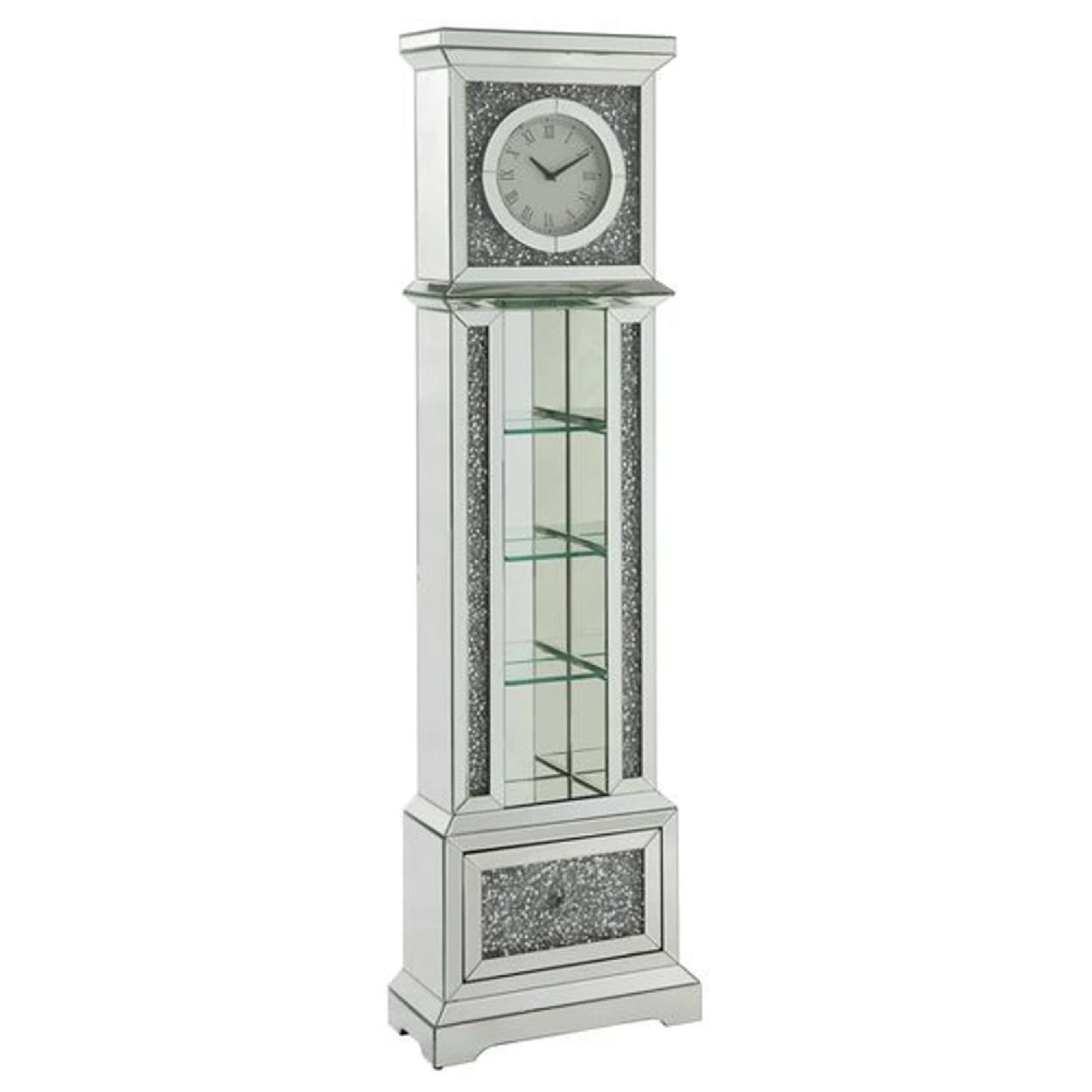 Grandfather Clock with 4 Compartments and Mirror Frame, Silver ...