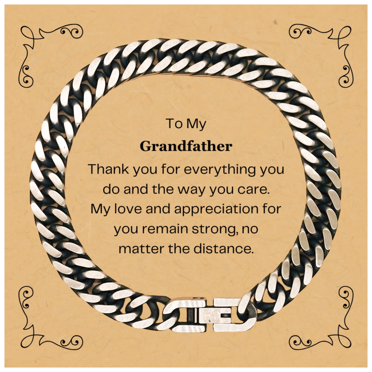 Grandfather Engraved Cuban Link Chain Bracelet - A Token of Love and ...
