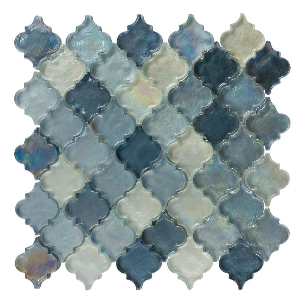 Grandio Baylee Blue 2-in. Arabesque Polished Glass Mosaic Wall Tile ...