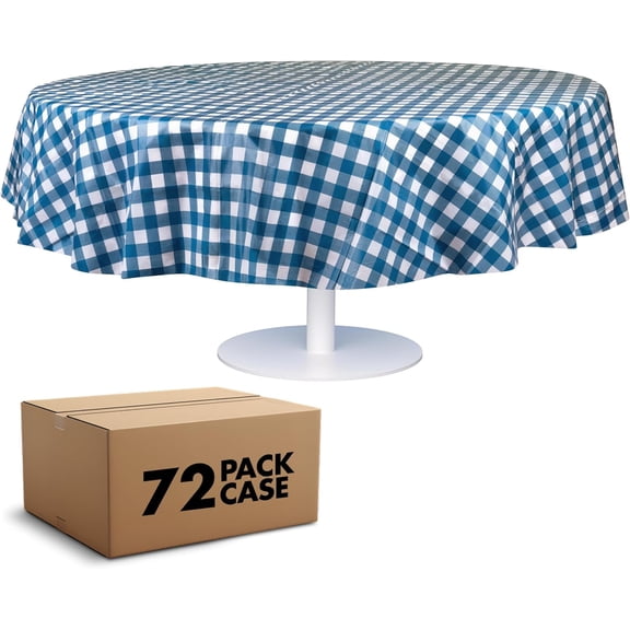 12-Pack Premium Plastic Tablecloth 84in. Round Table Cover - Teal ...