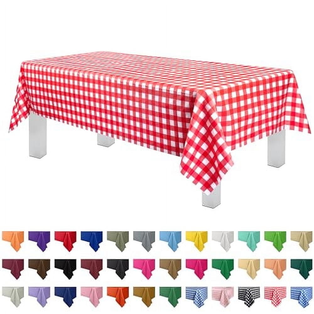 Grandipity Red Gingham Checkered Plastic Table Cloth Disposable (6 Pk ...